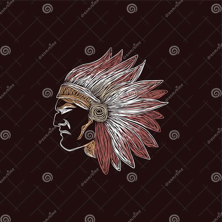 Human Head Apache Artwork Illustration Design Stock Vector ...