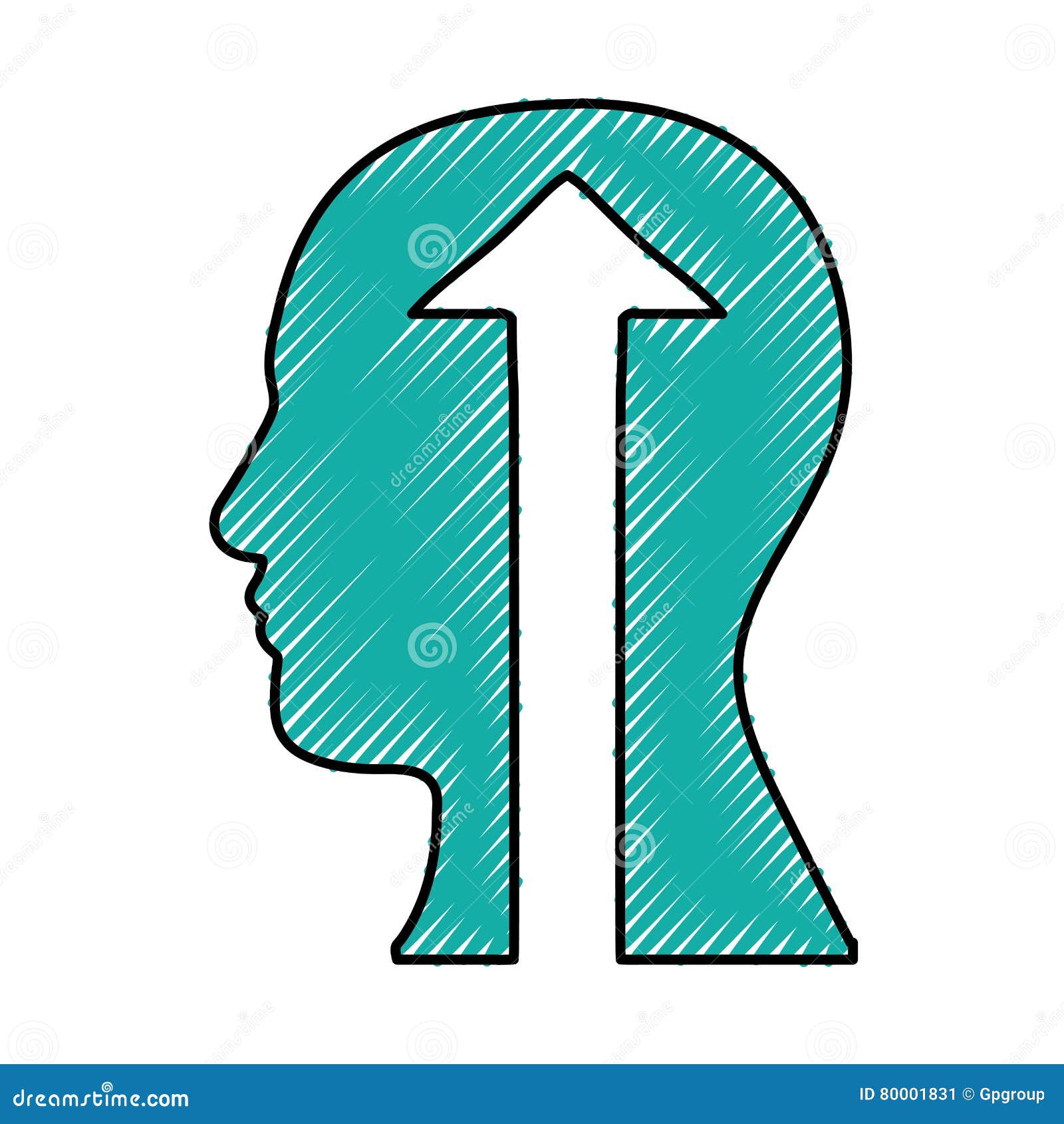 Human Head with Arrow Icon Image Stock Vector - Illustration of upload ...