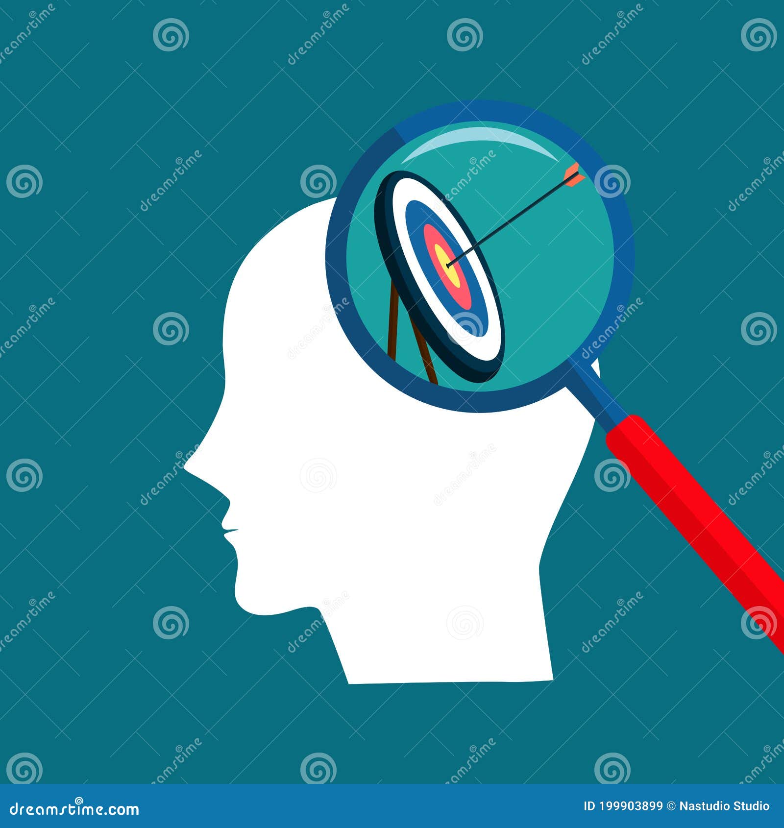 Human Head with Arrow on Target. Think of Your Goals Stock Vector ...