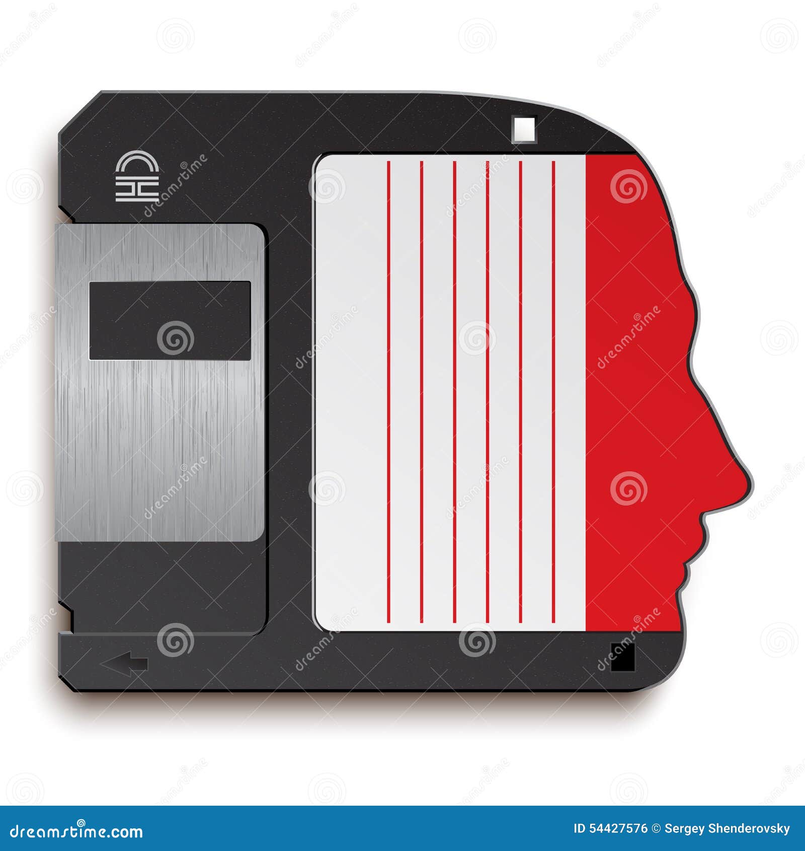 Human head as floppy disks stock vector. Illustration of memory - 54427576