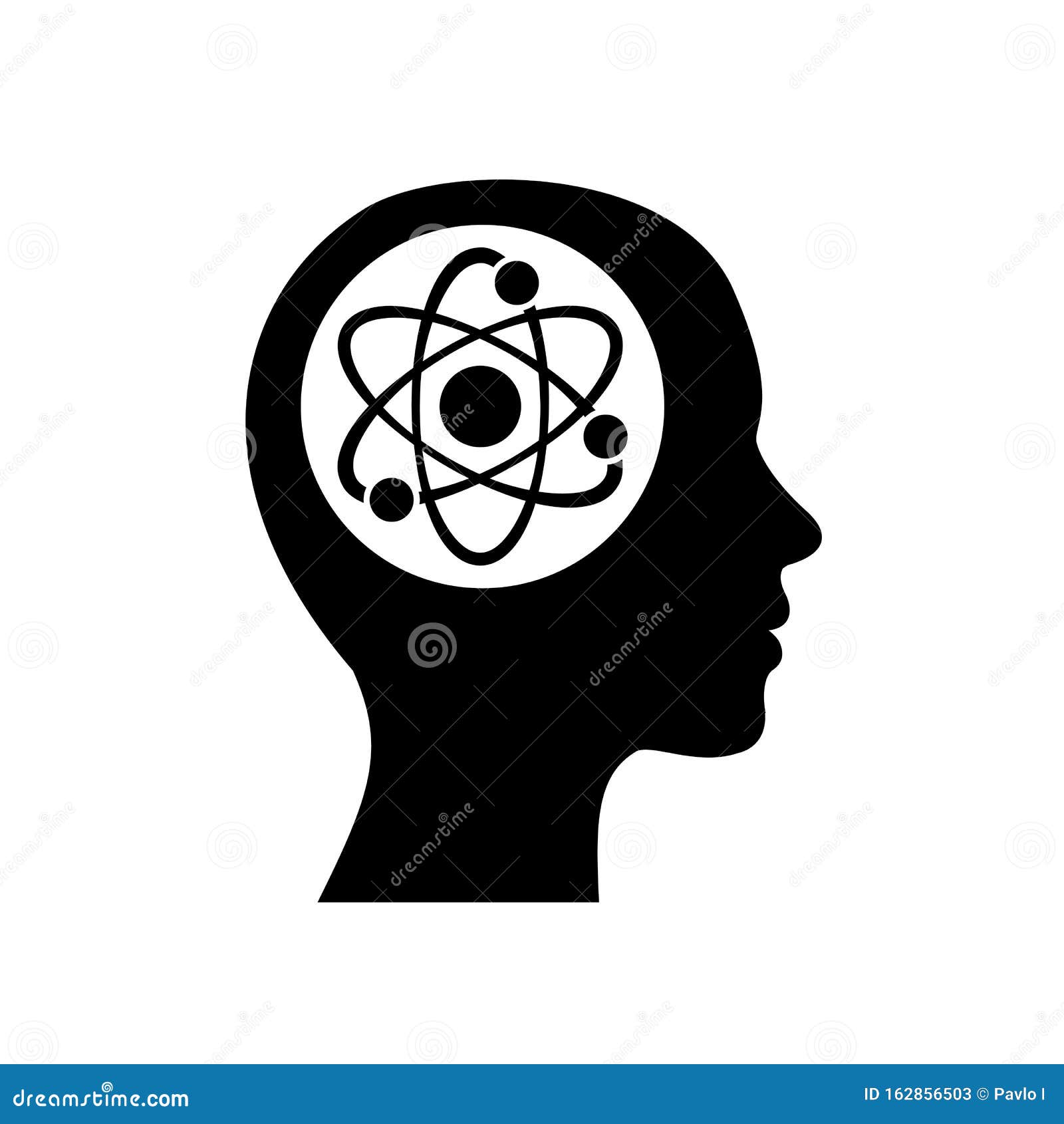 Human Head with Atom Logo â€“ Vector Stock Vector - Illustration of ...