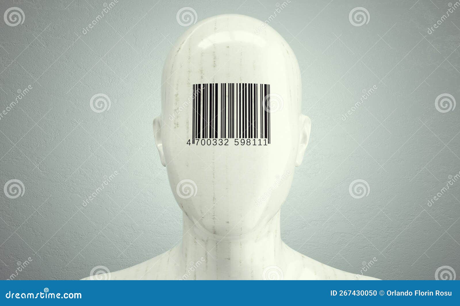 Human Head with Barcode Stamp Stock Illustration - Illustration of ...
