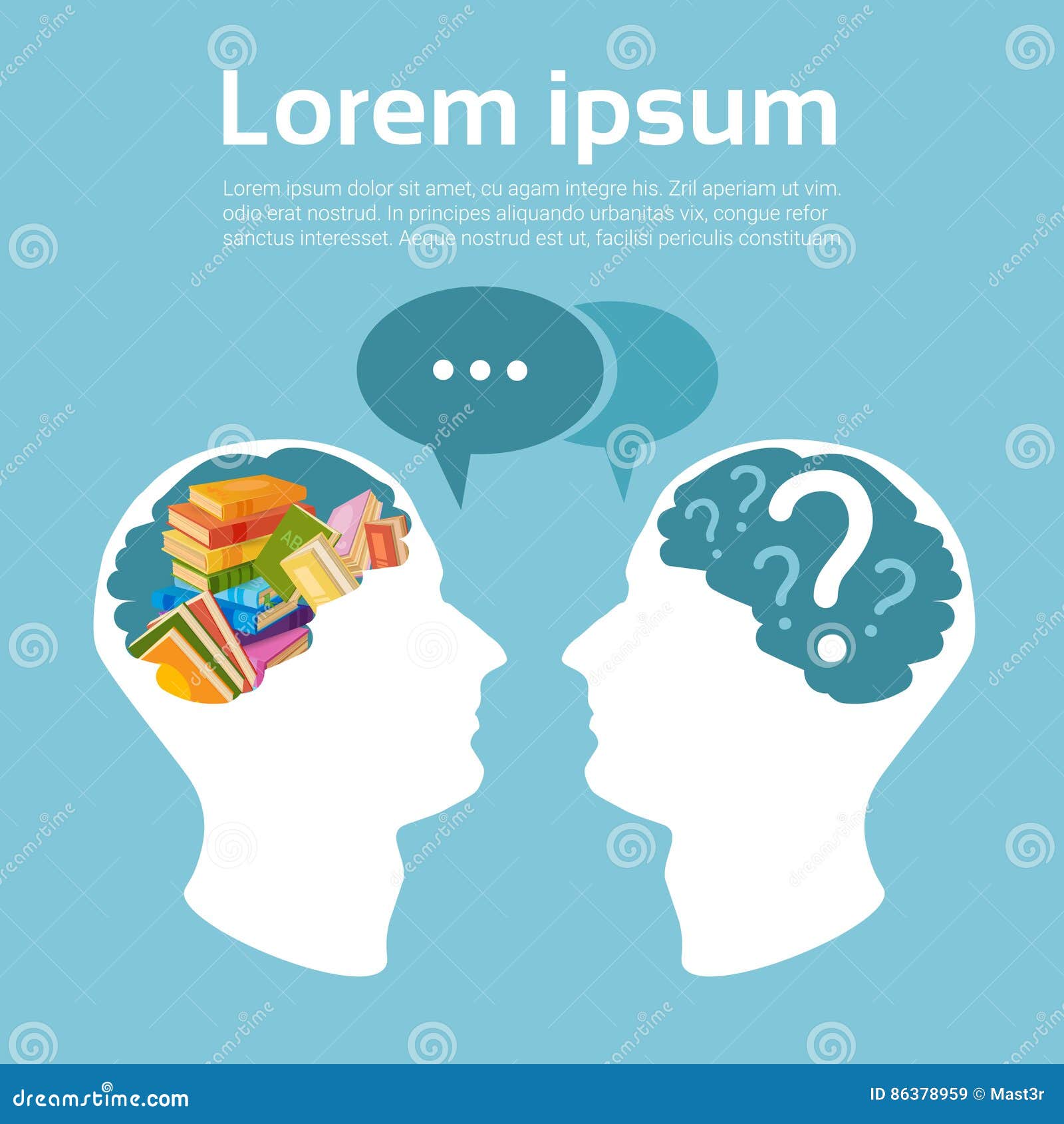 Human Head Books Stack School Education Concept Stock Vector ...