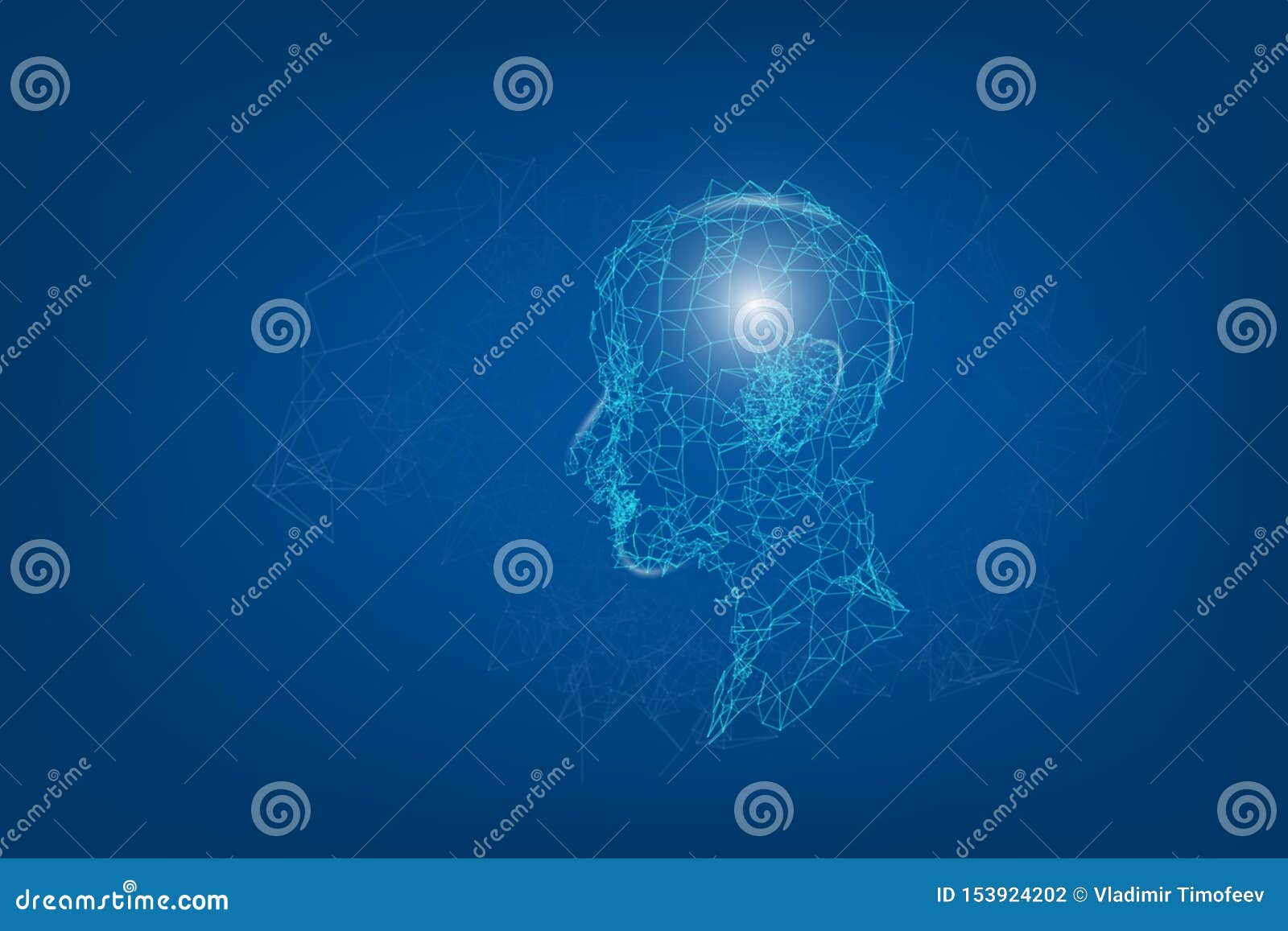 Human Head and Brain with Artificial Intelligence Concept from Lines ...