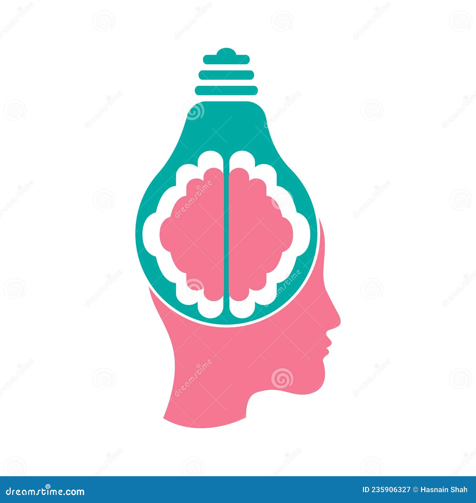 Human Head Brain and Bulb Lamp Combination. Stock Vector - Illustration ...