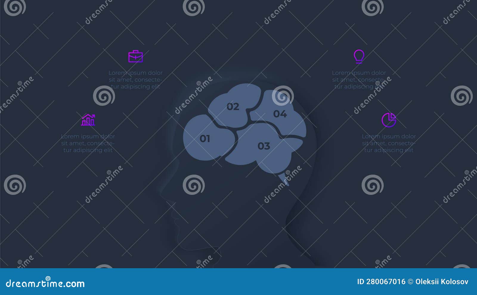 Human Head with Brain. Creative Infographic Presentation Stock Vector ...