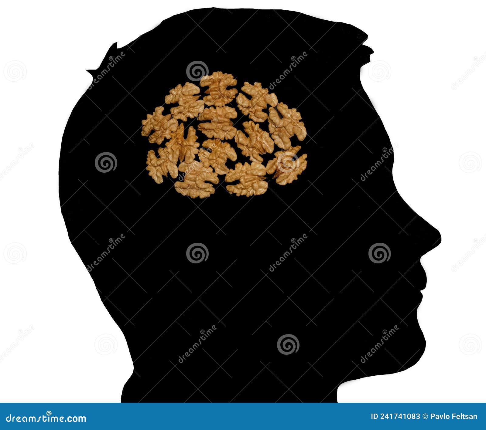 Human Head with Brain Cut Out of Black Cardboard Stock Image - Image of ...