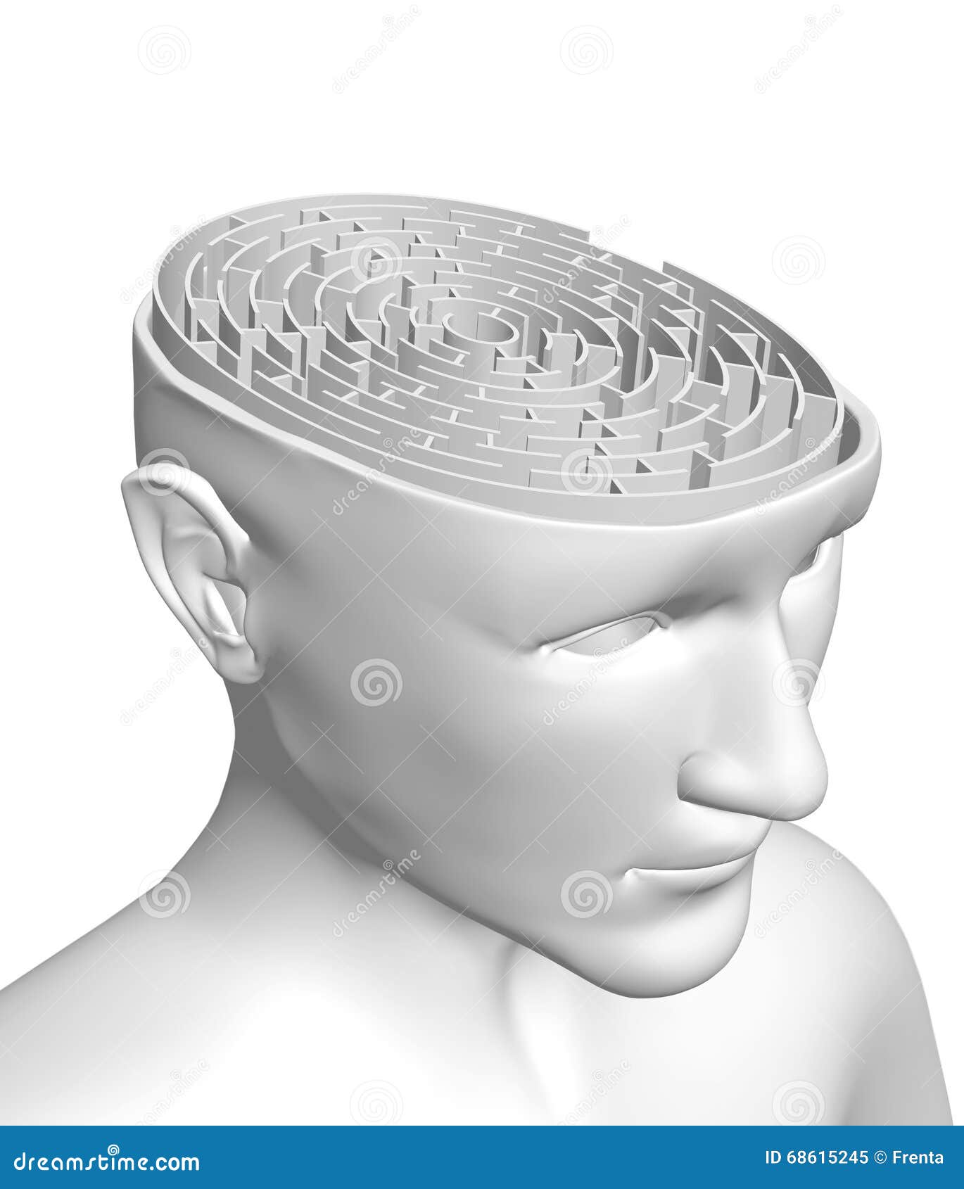 Human Head with Brain in Form of the Maze Stock Illustration ...