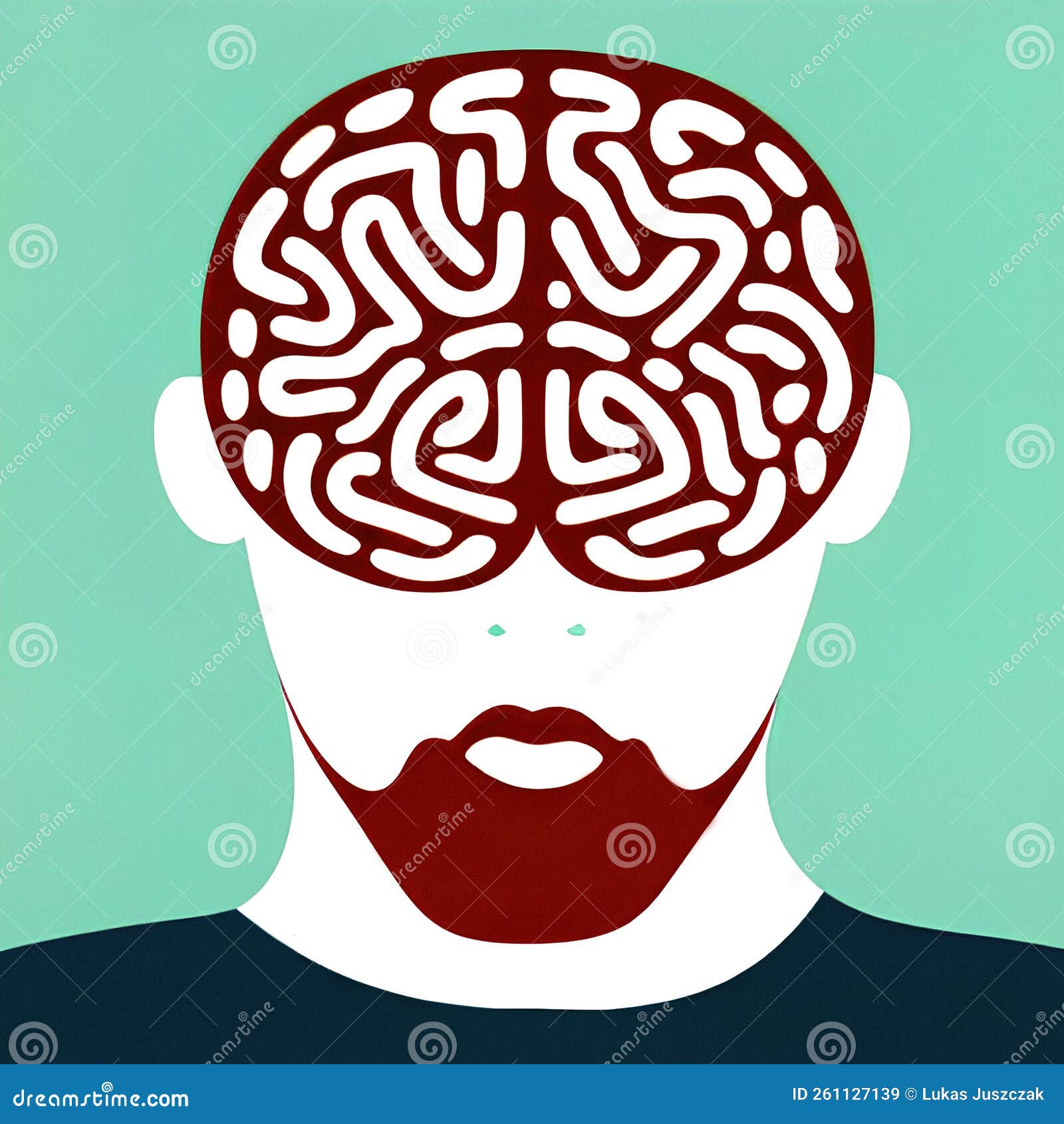 Human head and brain stock illustration. Illustration of head - 261127139