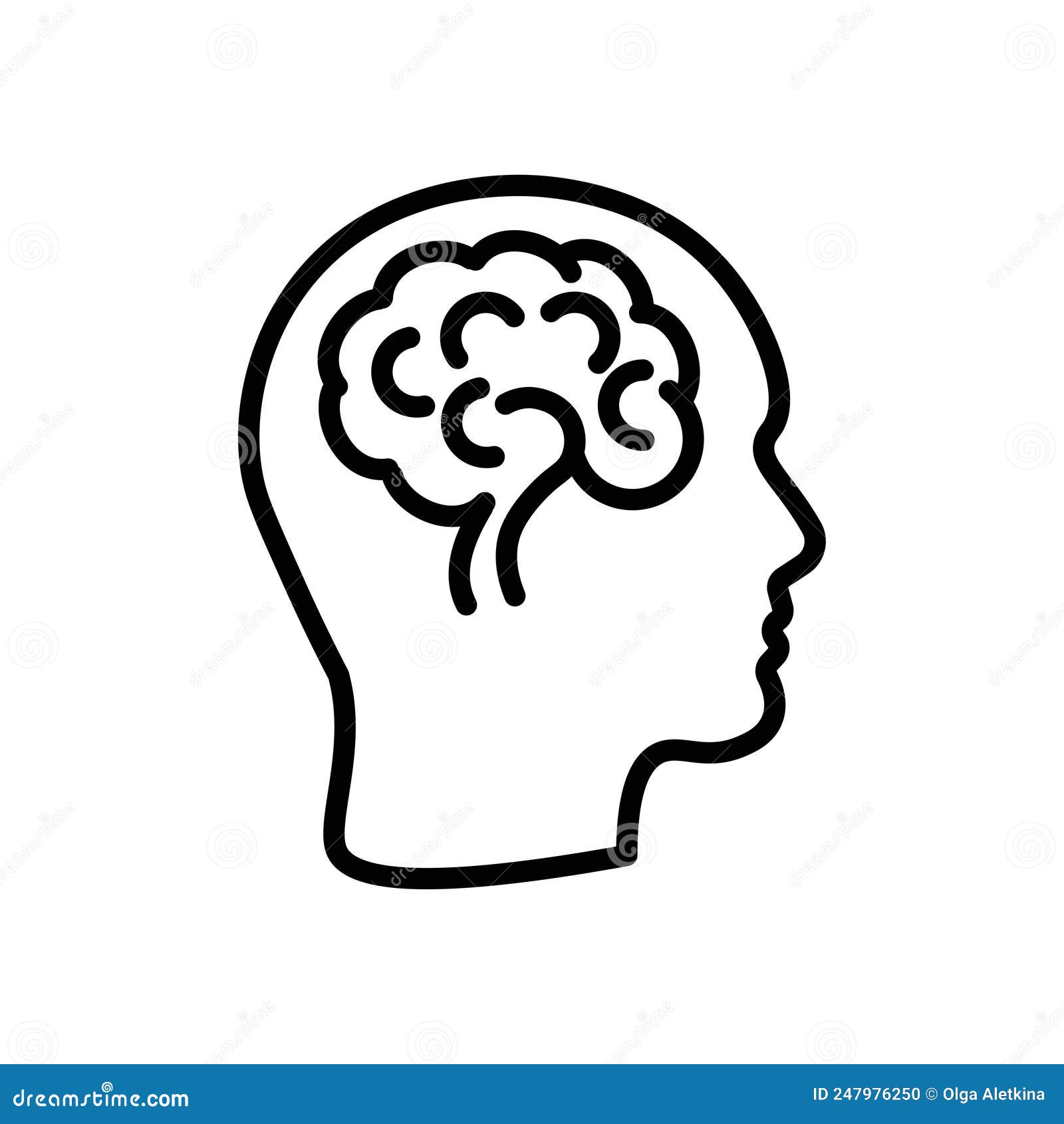 Human Head with Brain Icon, Brain Symbol in Flat Style Isolated on ...