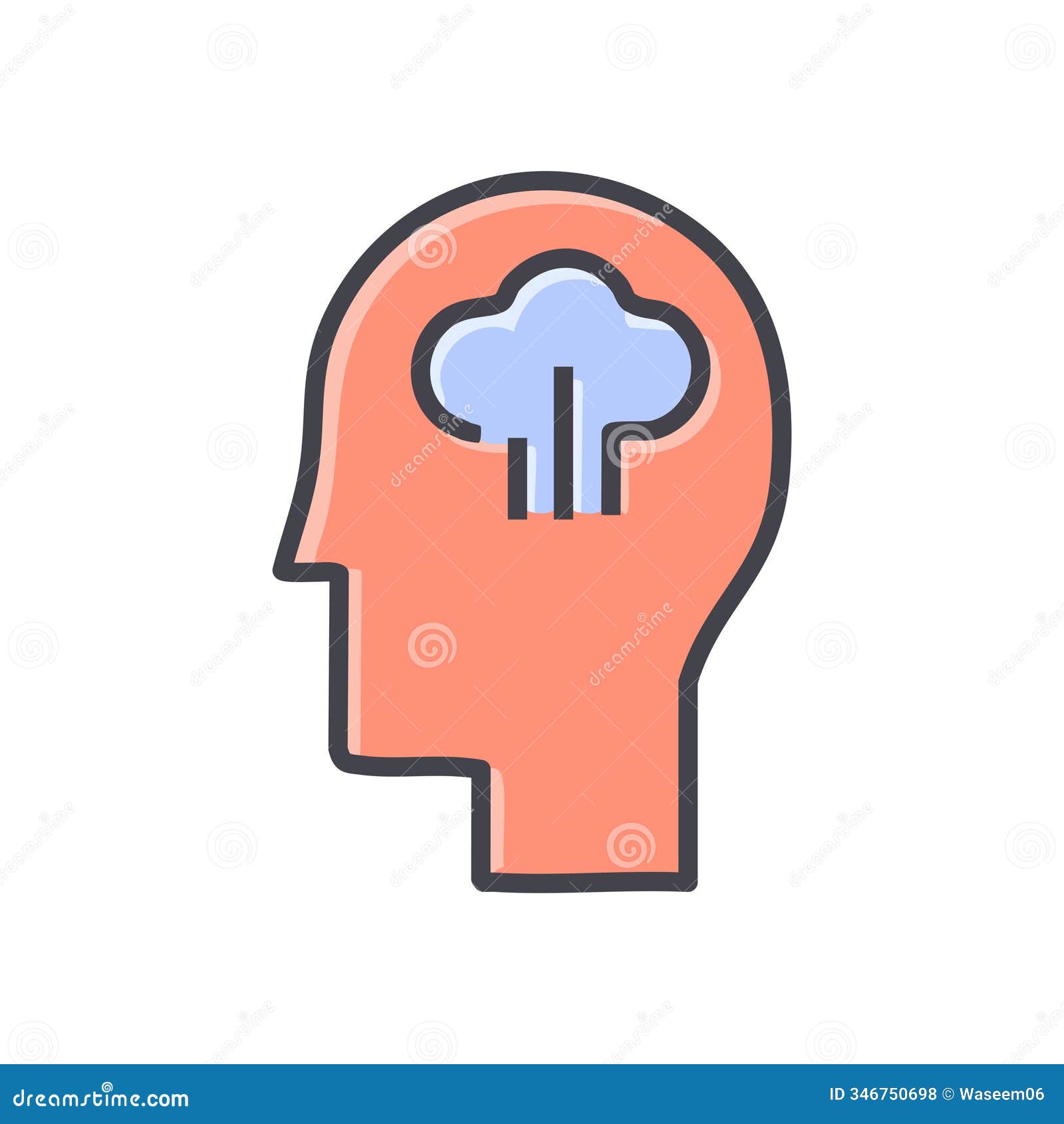 Human Head with Brain Icon. Modern Flat Design Style Vector ...