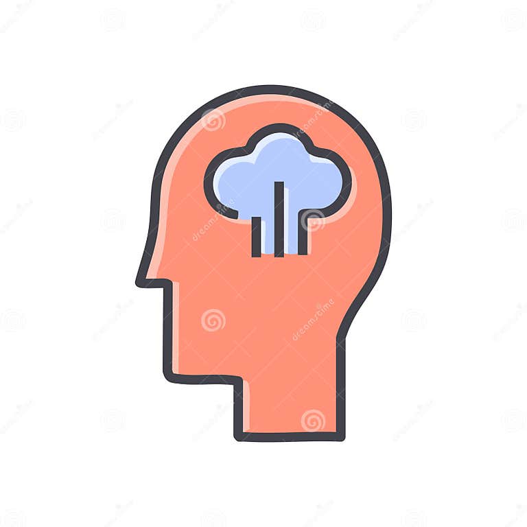 Human Head with Brain Icon. Modern Flat Design Style Vector ...