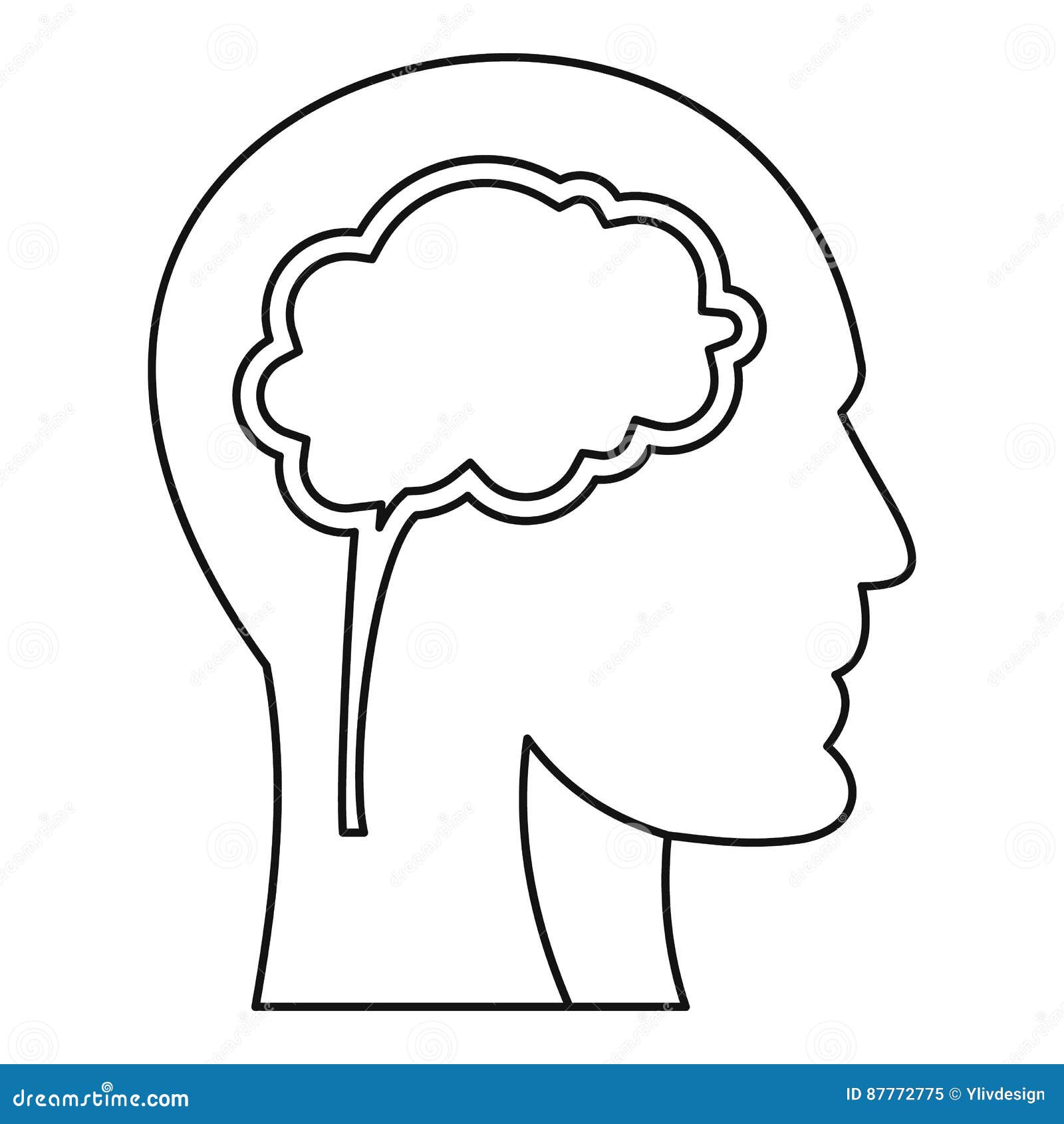 Human Head with Brain Icon, Outline Style Stock Vector - Illustration ...