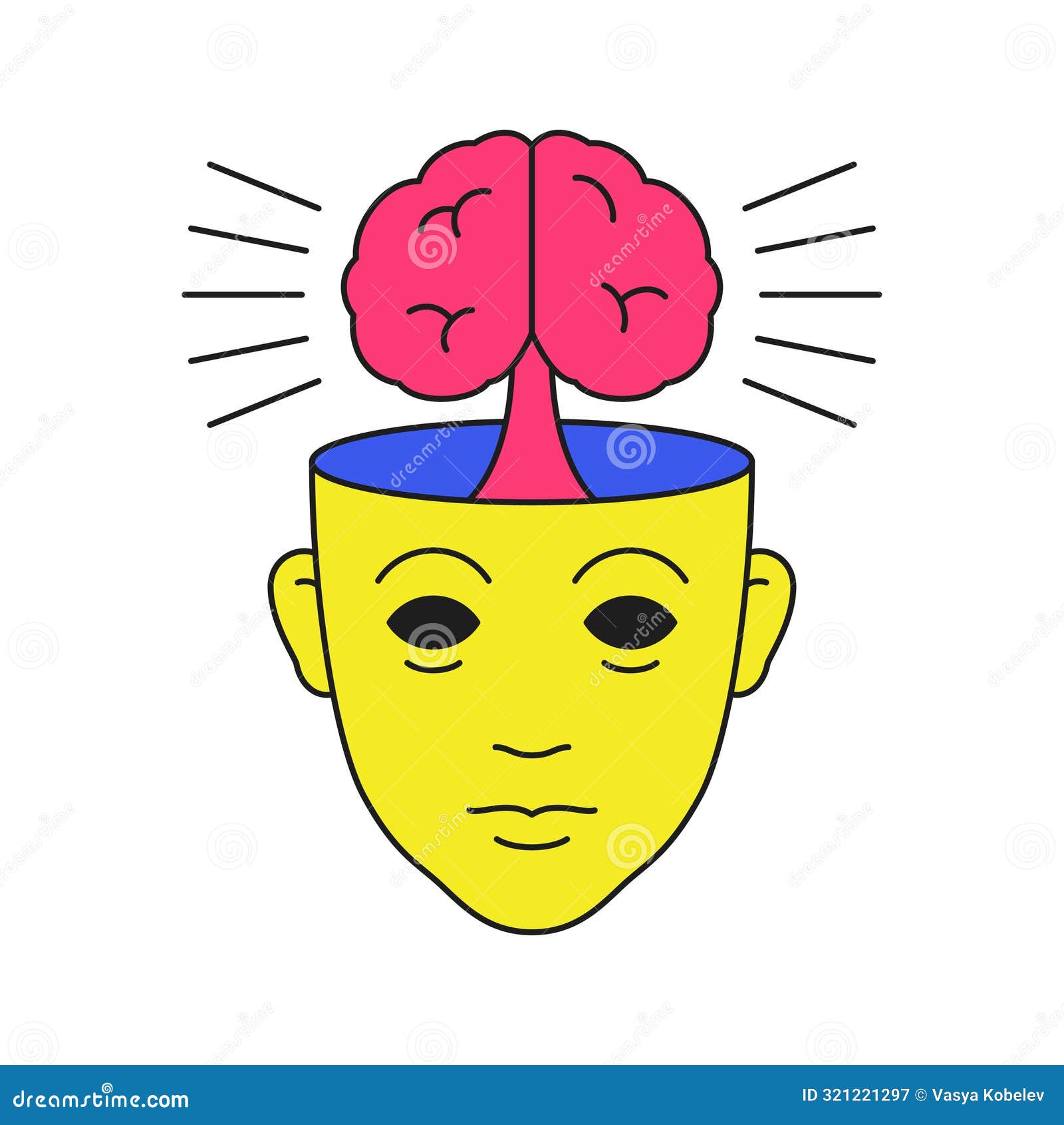 Human Head with Brain Idea Mind Genius Imagination Groovy Icon ...