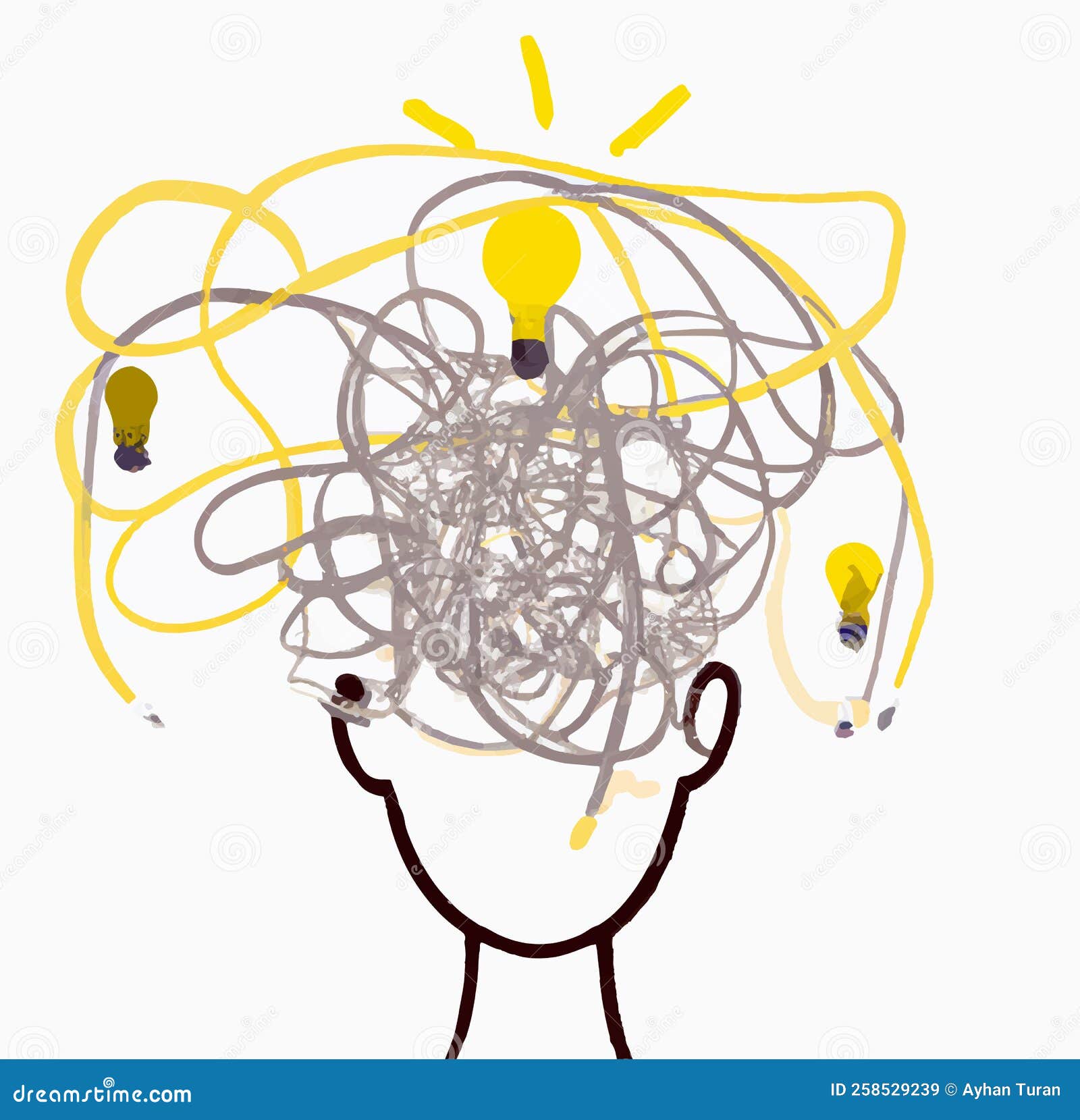 Human Head , Brain and Ideas Concept Stock Illustration - Illustration ... Human Head , Brain and Ideas Concept Stock Illustration - Illustration ...