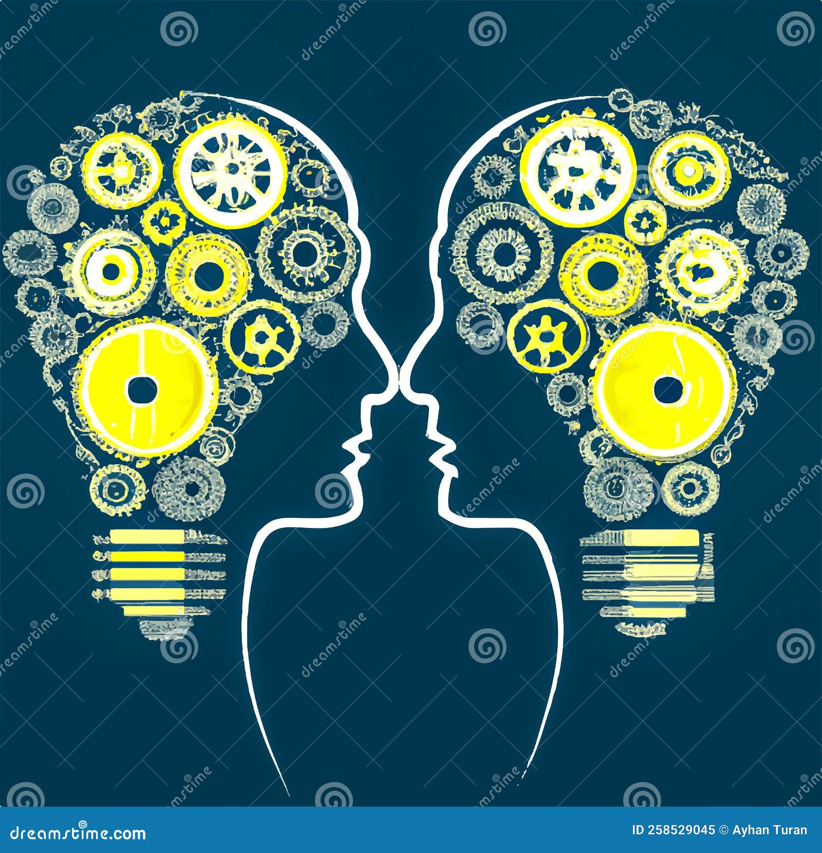 Human Head , Brain and Ideas Concept Stock Illustration - Illustration ...
