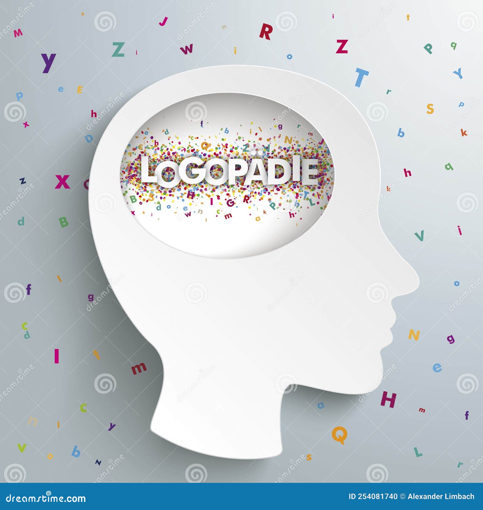 Human Head Brain Logopedics Stock Vector - Illustration of presentation ...