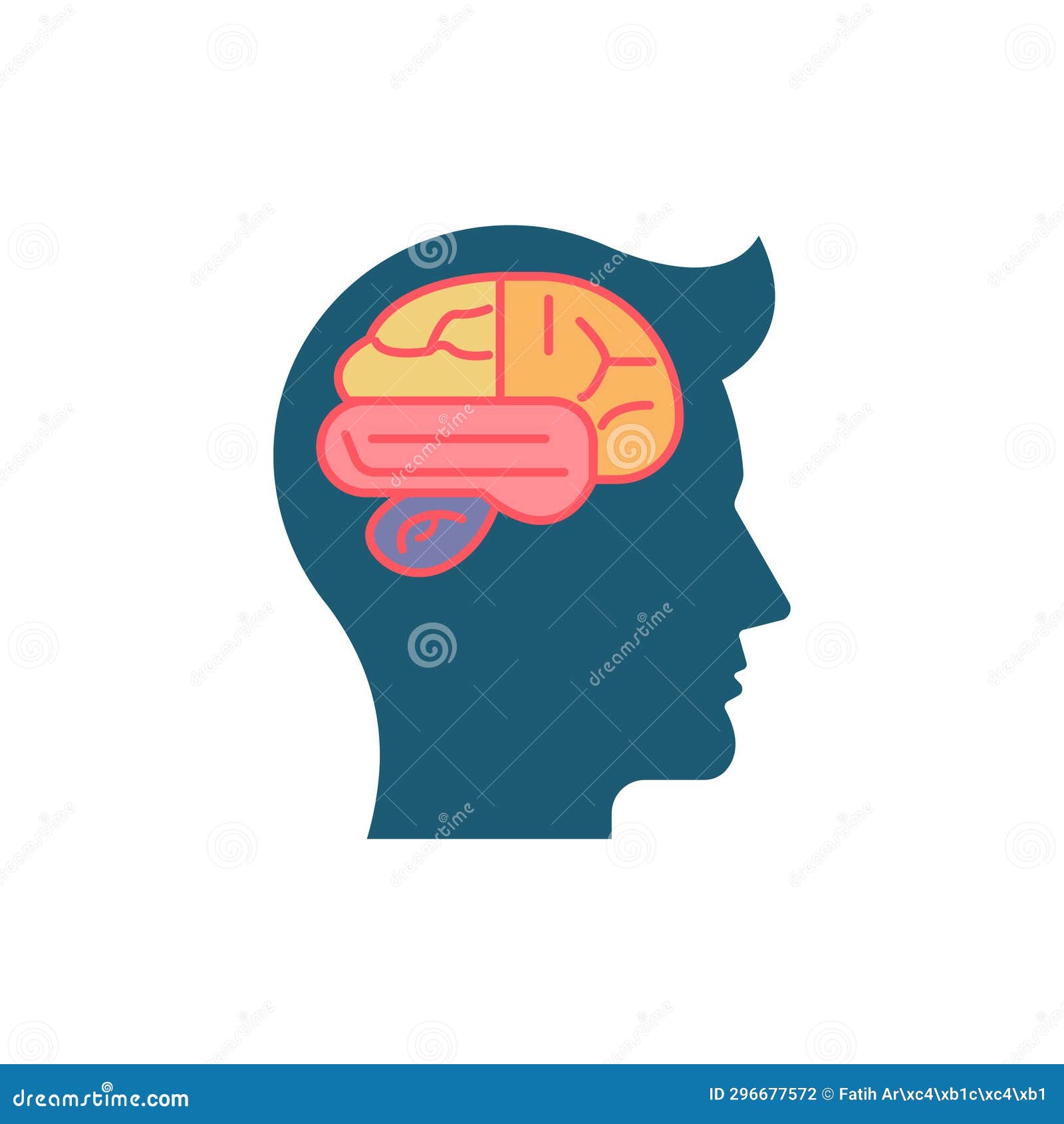 Human Head with Brain. Neurology. Vector Illustration Stock Vector ...