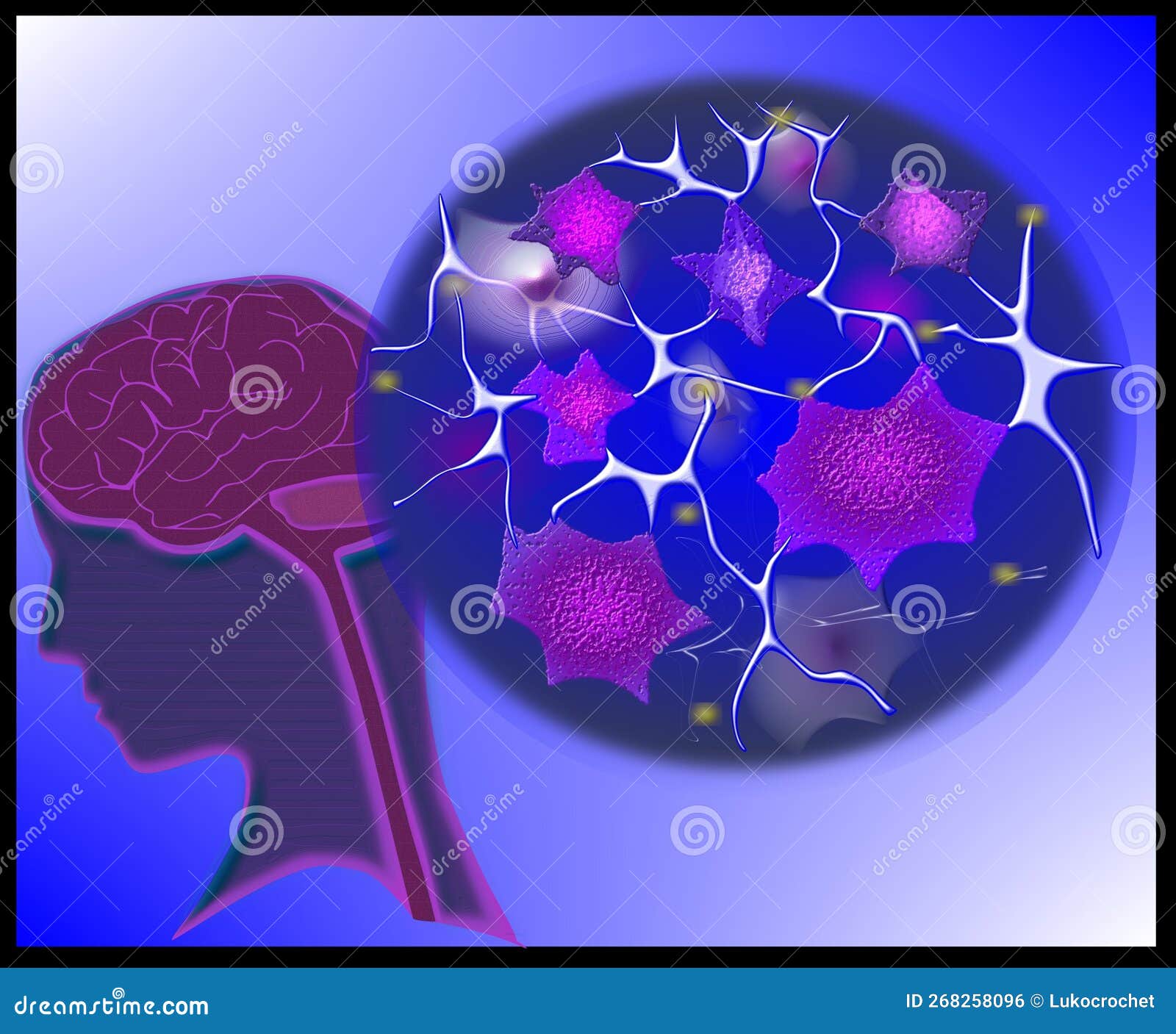 Human Head, Brain and Neurons Stock Illustration - Illustration of ...
