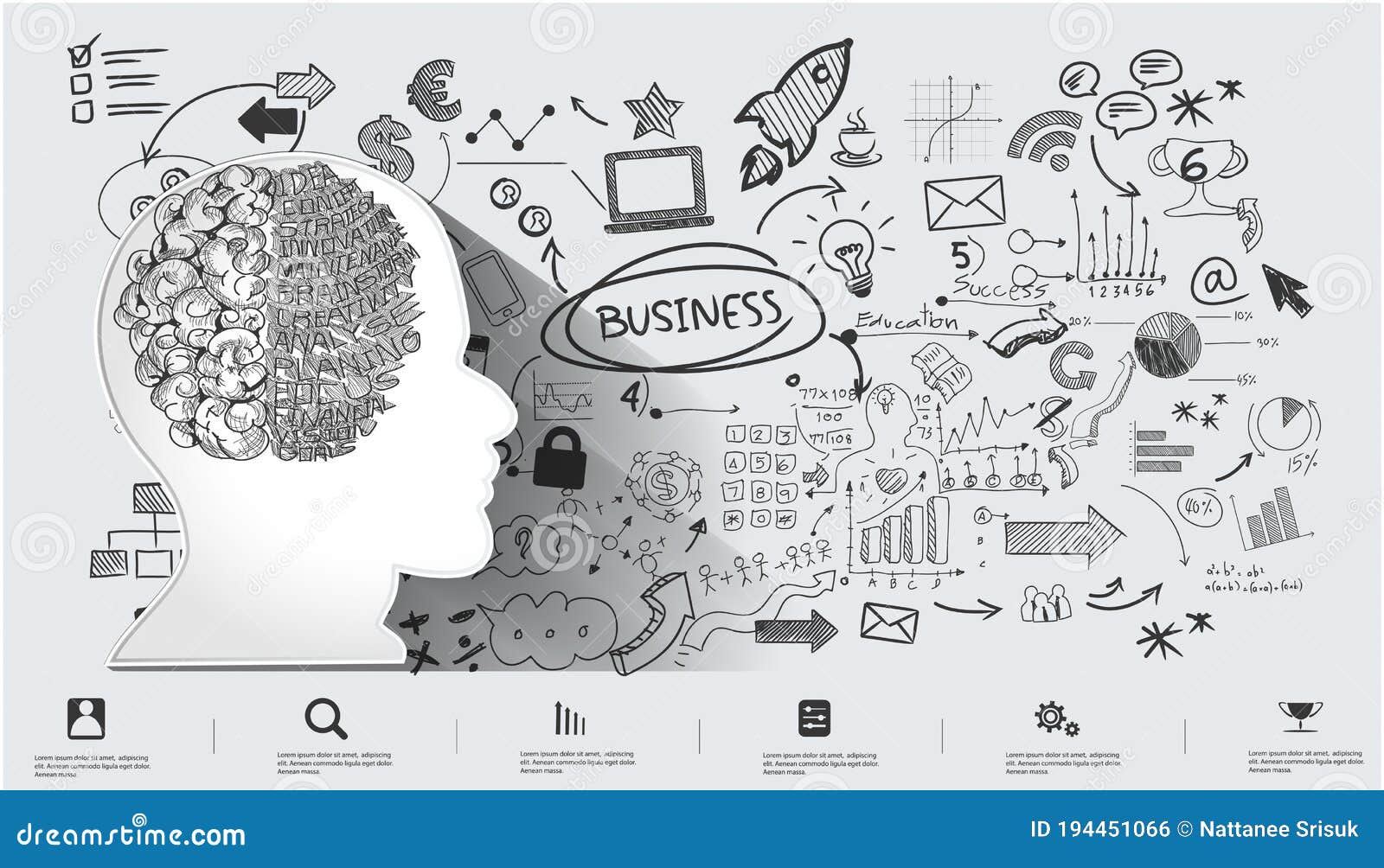 Human Head Brain and Plan Think Analyze Creative Work,flat Design ...