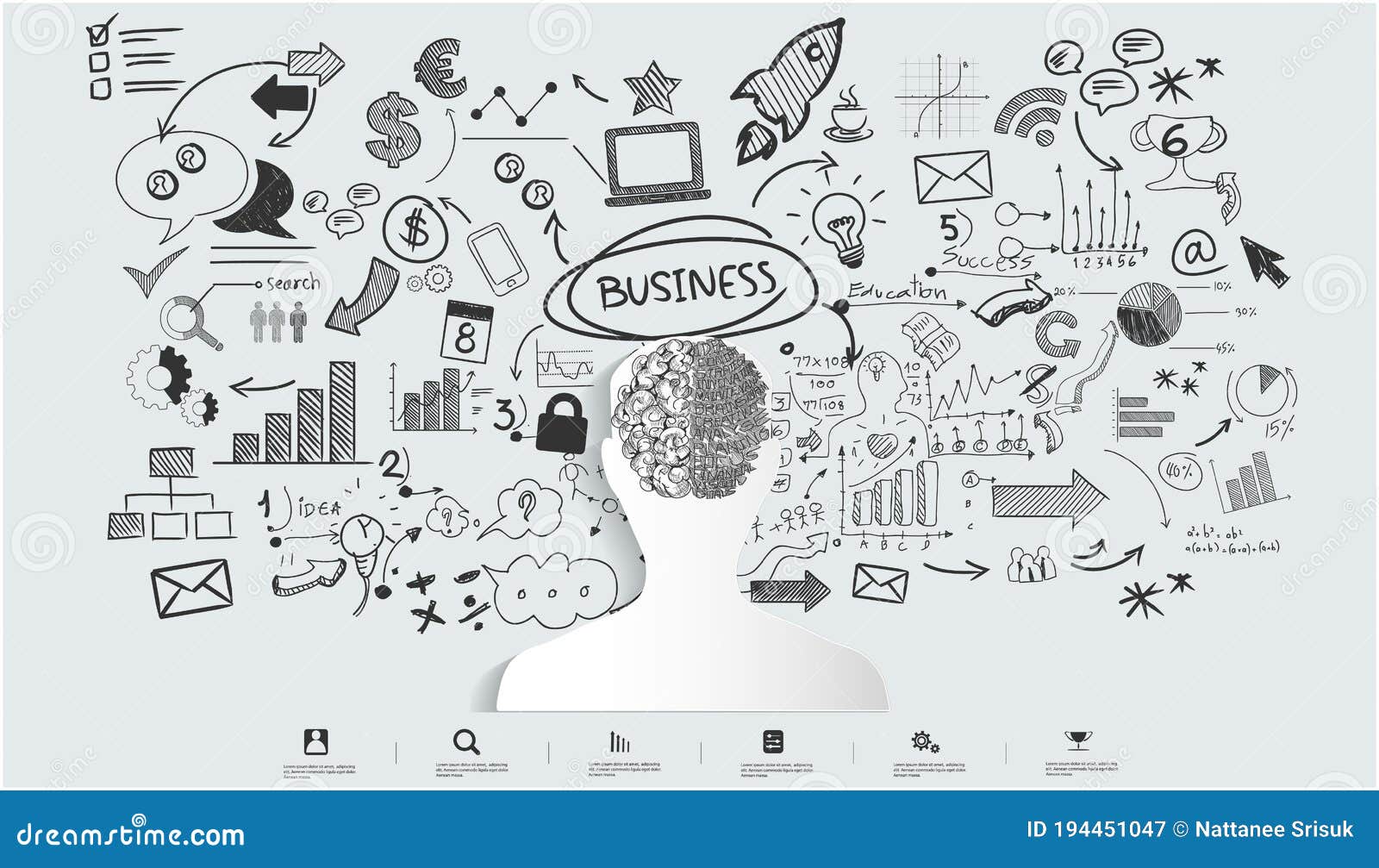 Human Head Brain and Plan Think Analyze Creative Work,flat Design ...