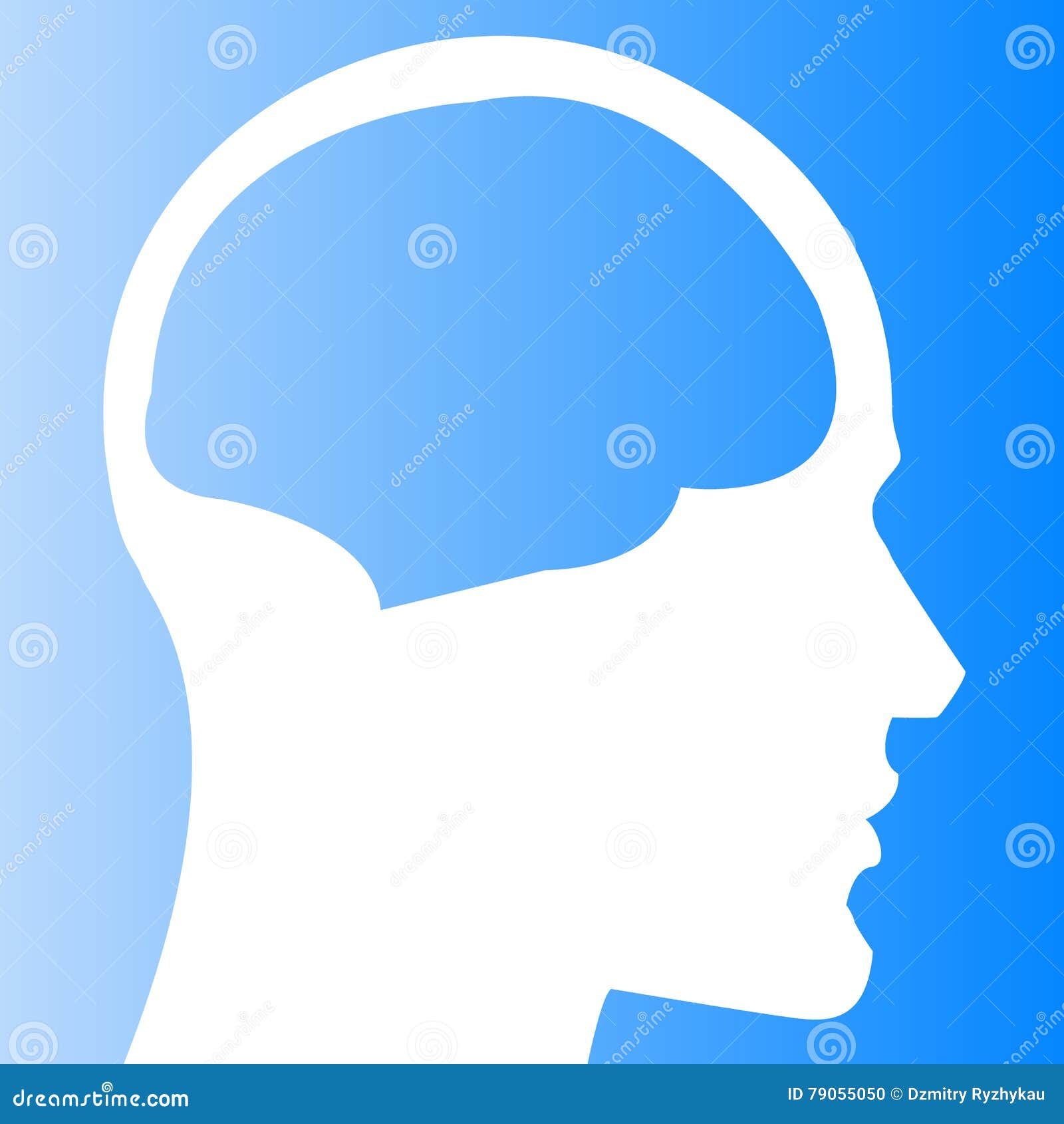 Human Head with Brain Template Stock Illustration - Illustration of ...