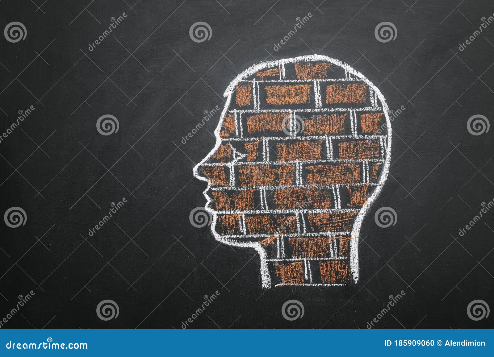 Human Head with Brick Wall. Mental Block Stock Photo - Image of ...