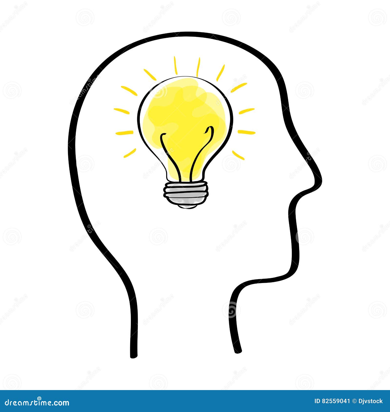 Human Head with Bulb Inside Stock Illustration - Illustration of model ...