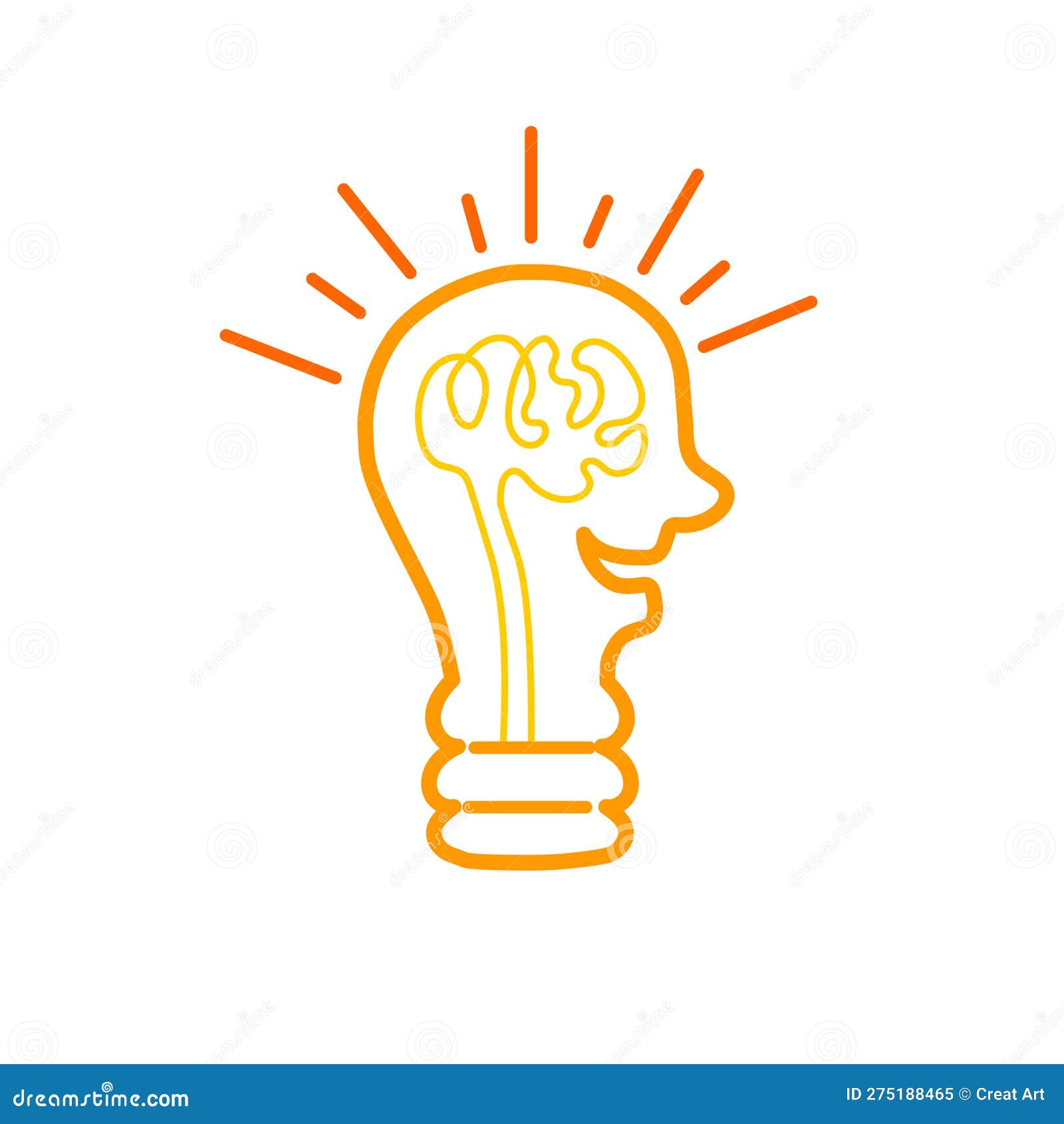 Human head bulb logo icon stock vector. Illustration of drawing - 275188465