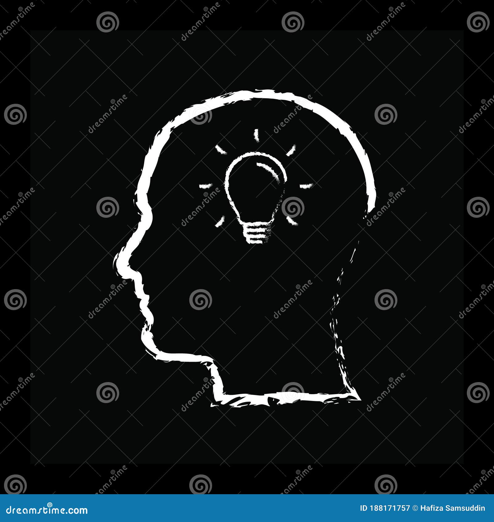 Human Head with Bulb. Vector Illustration Decorative Design Stock ...