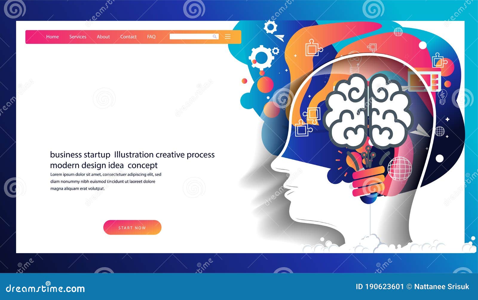 Human Head Business Startup Illustration Creative Process Modern Design ...