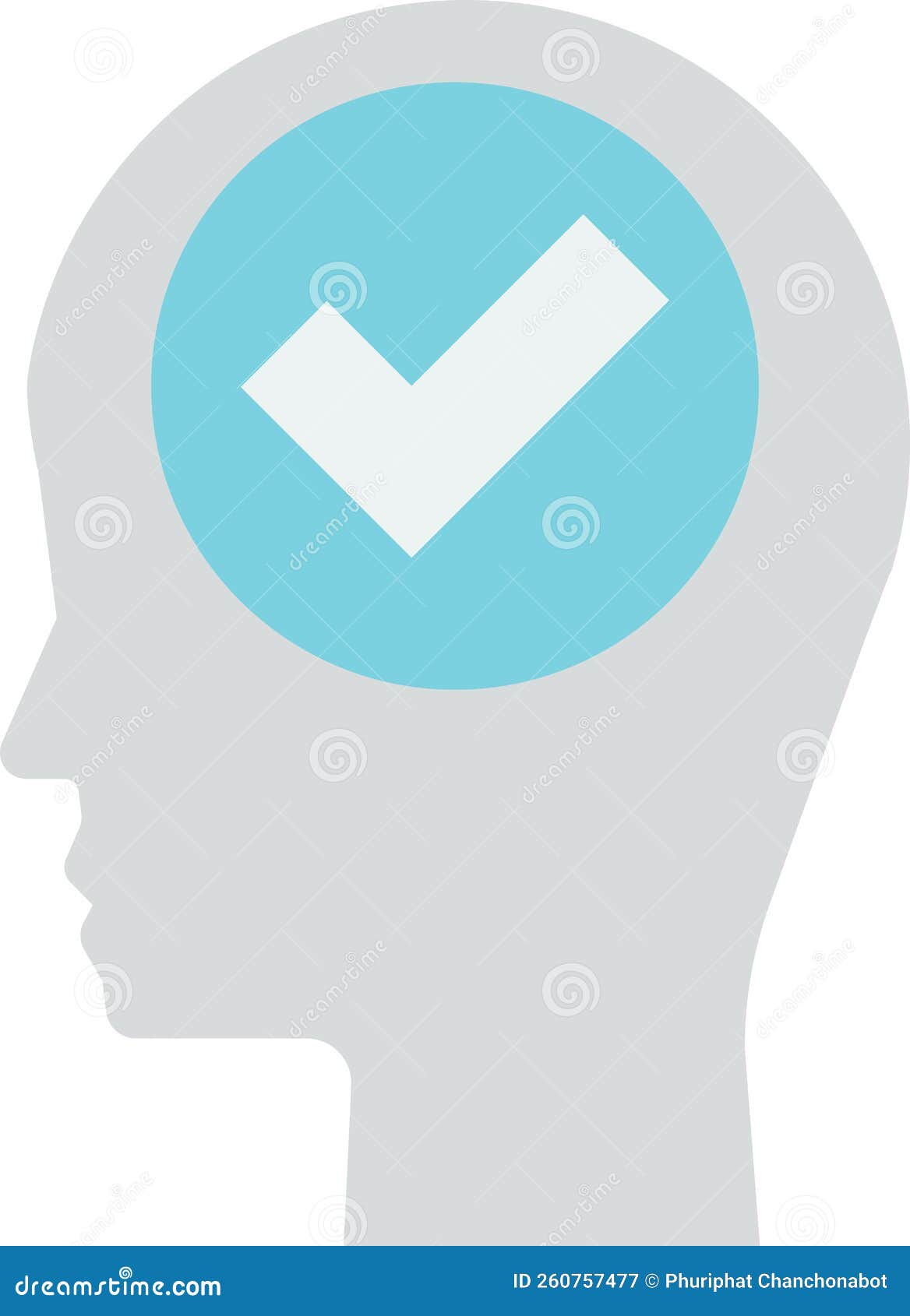 Human Head and Check Mark Illustration in Minimal Style Stock Vector ...