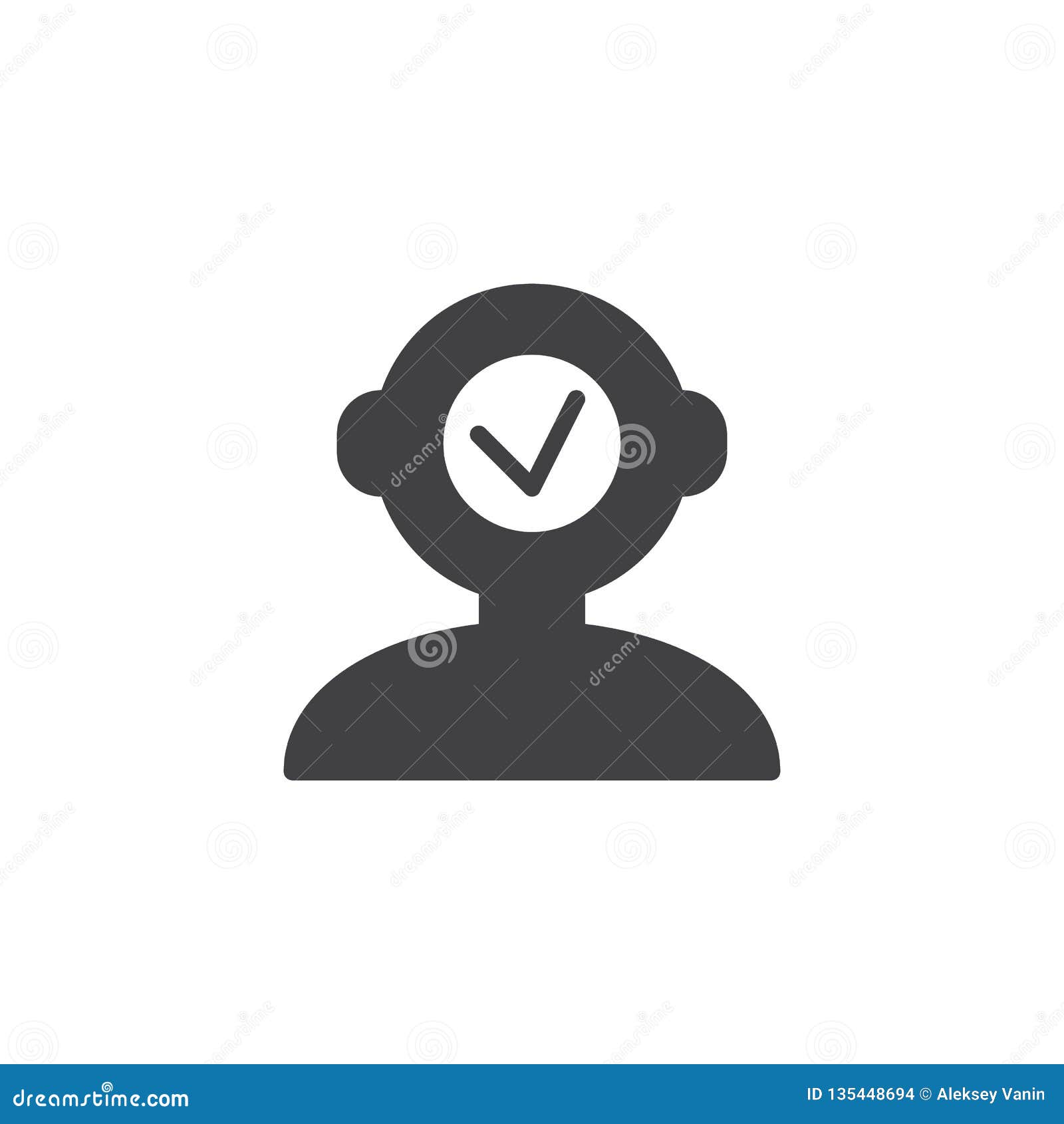 Human Head with Check Mark Vector Icon Stock Vector - Illustration of ...