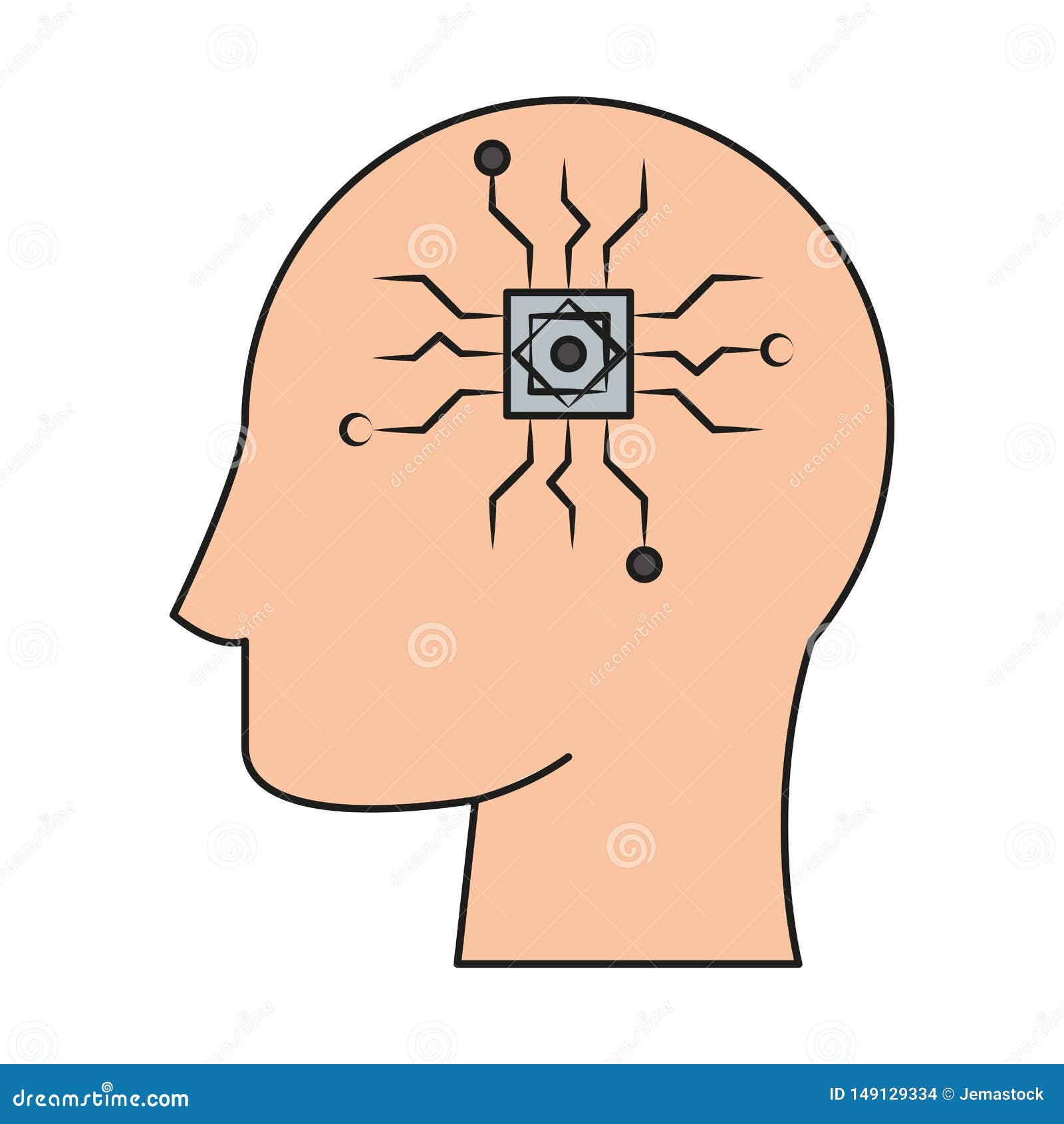 Human Head with Chip Technology Stock Vector - Illustration of ...