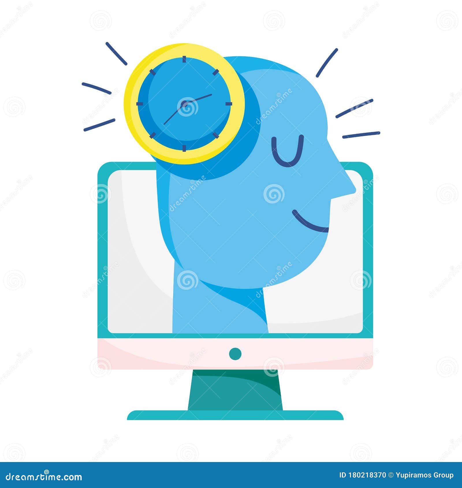 Human Head with Clock and Computer Vector Design Stock Vector ...