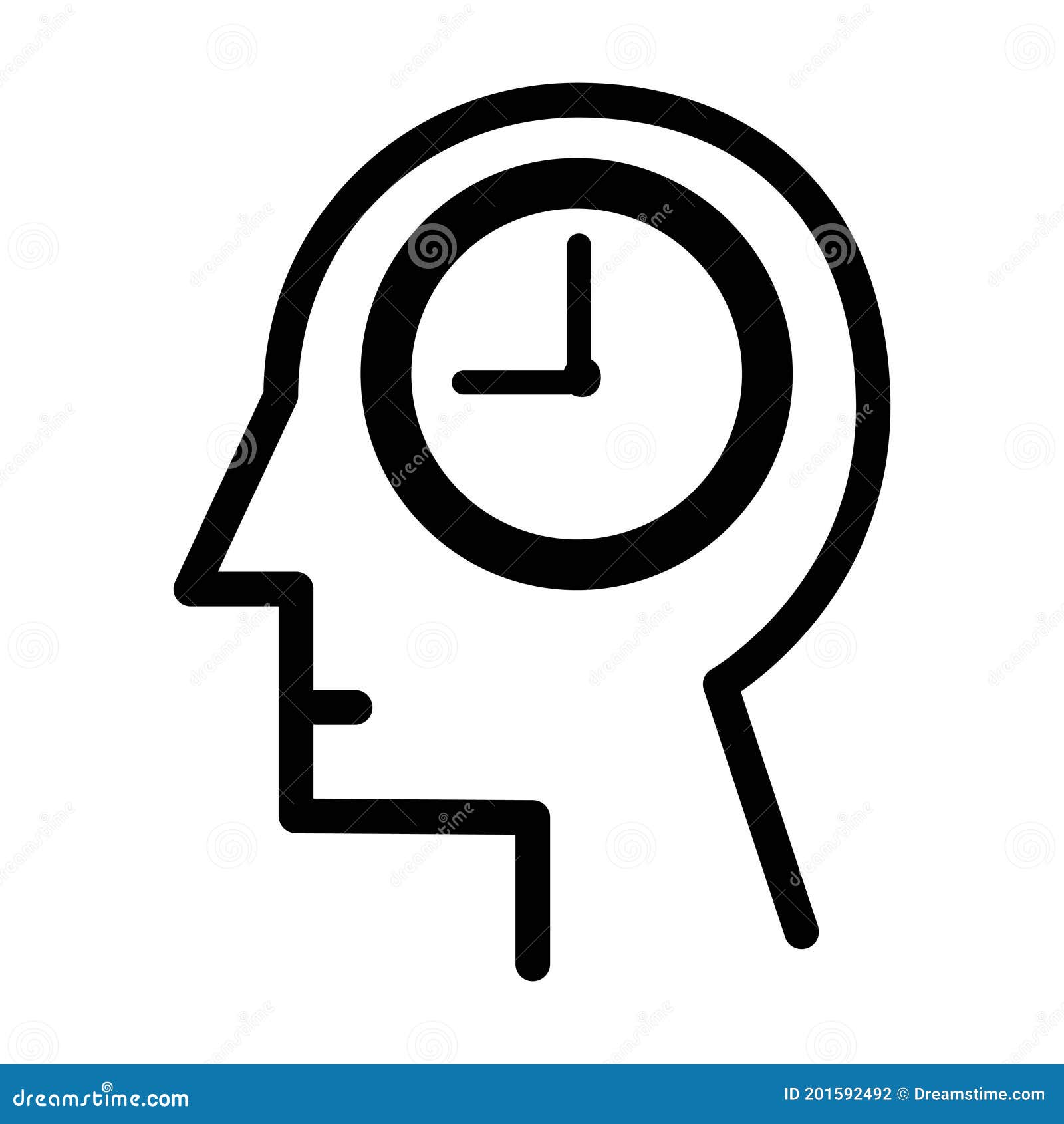 Human Head and Clock Sign. Time in the Mind Symbol Stock Vector ...