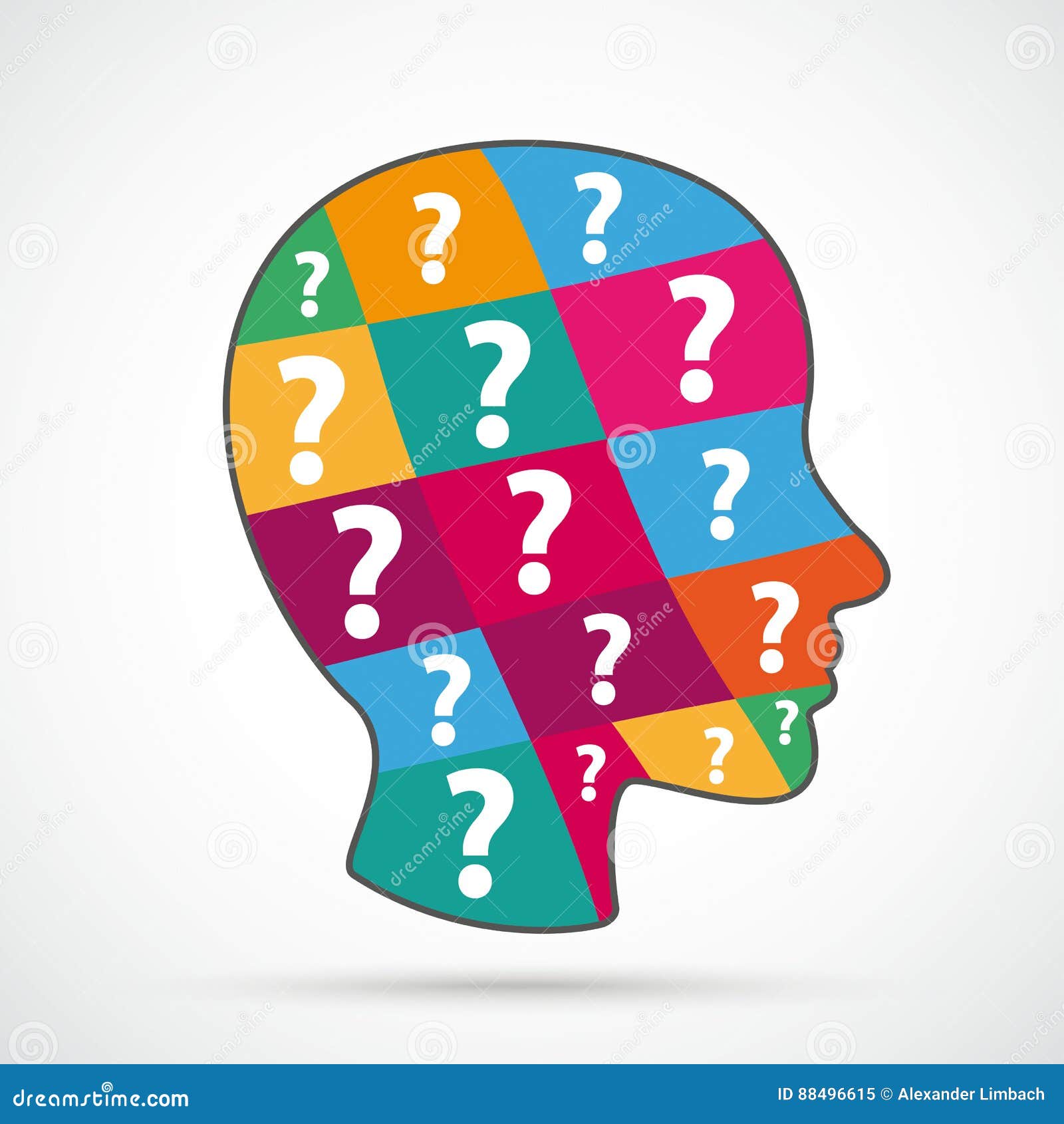 Human Head Colored Question Pieces Flat Stock Vector - Illustration of ...
