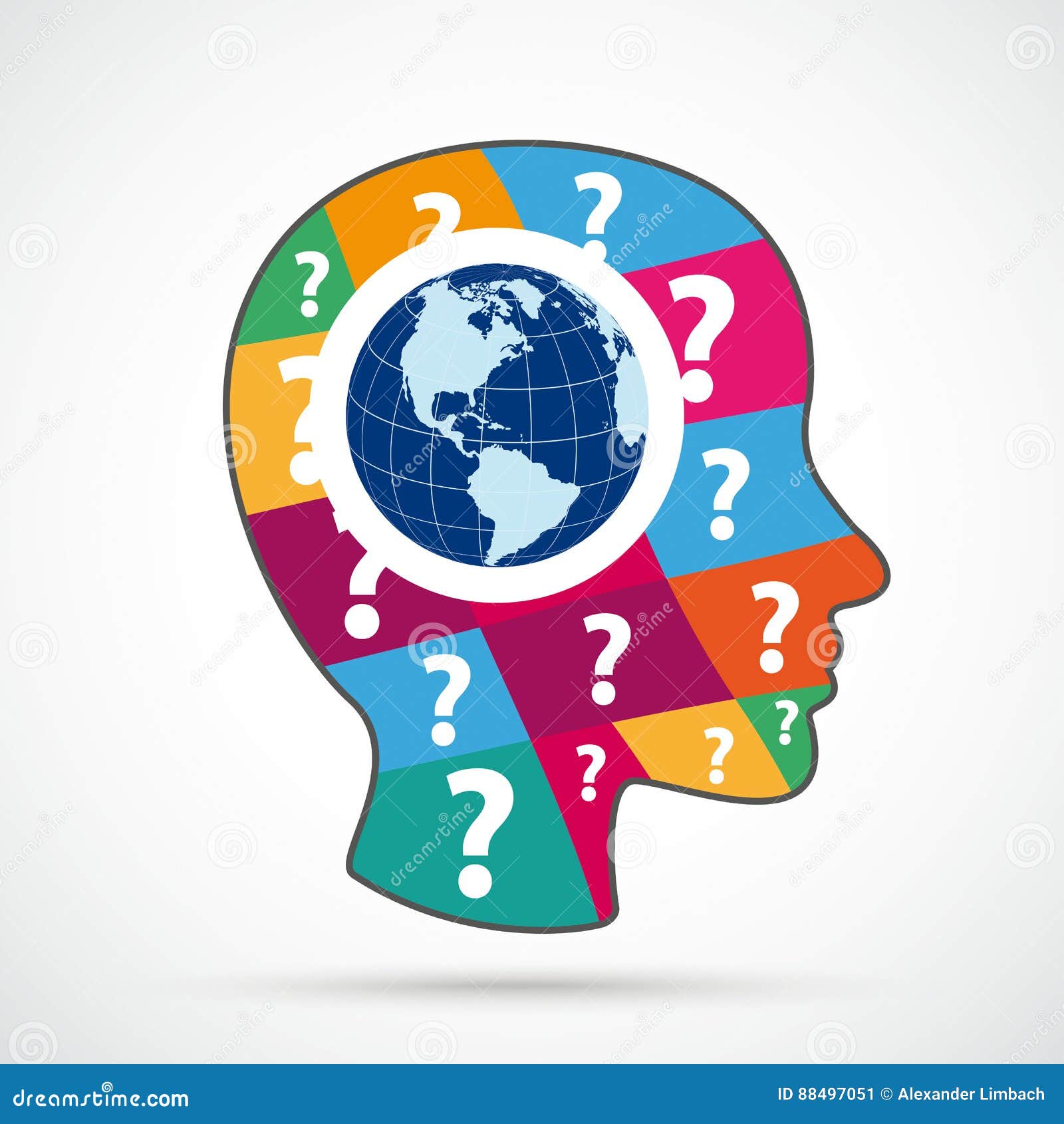 Human Head Colored Question Pieces World View Flat Stock Vector ...