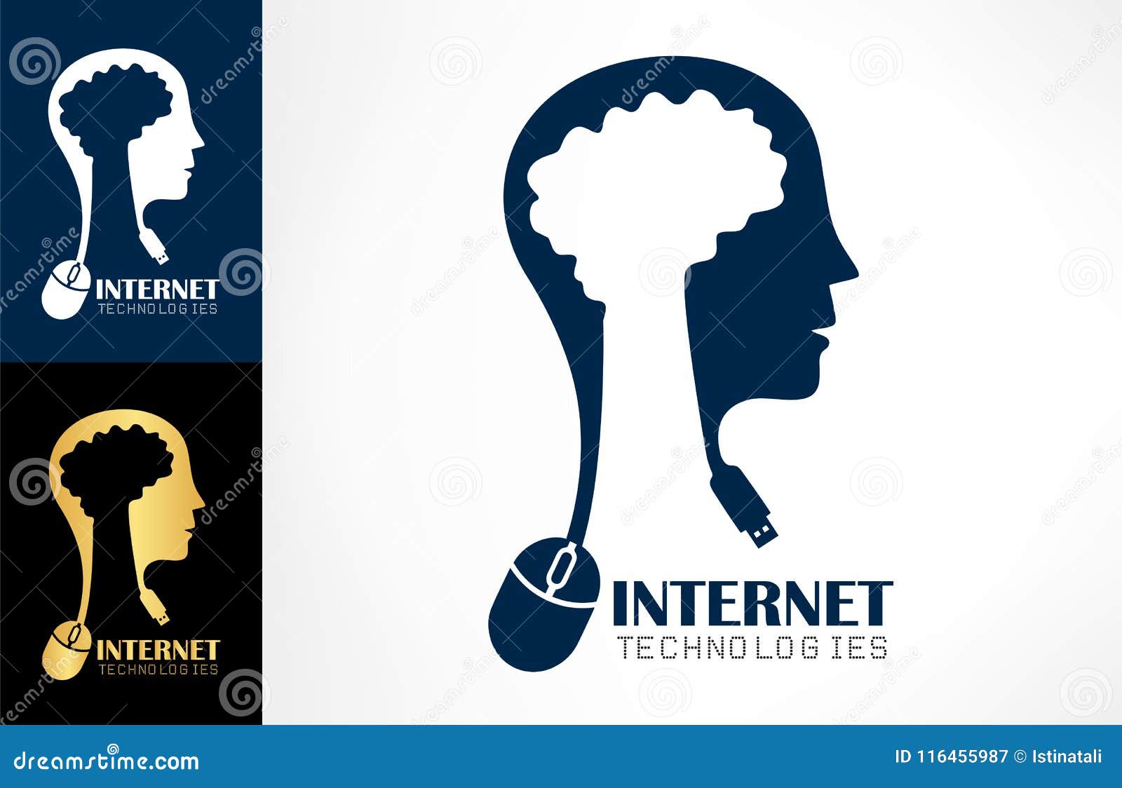 Human Head and the Computer Mouse. Internet Technologies Logo Stock ...