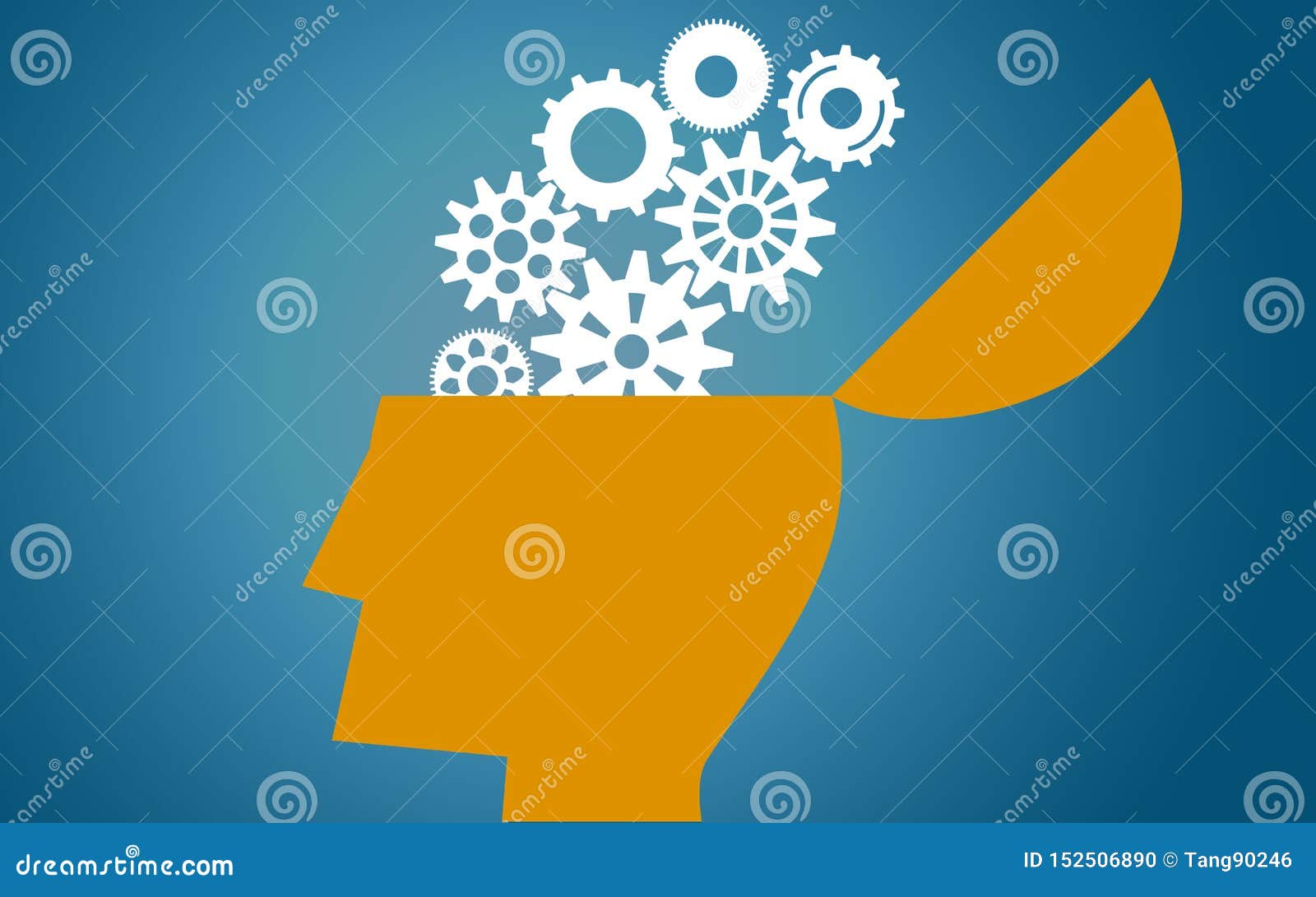 Human Head with Concept of Imagination and Ideas Stock Illustration ...