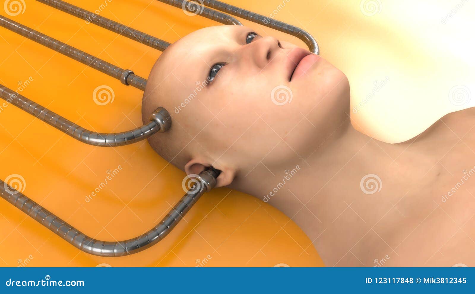 Human Head and Connected Tubes Stock Illustration - Illustration of ...