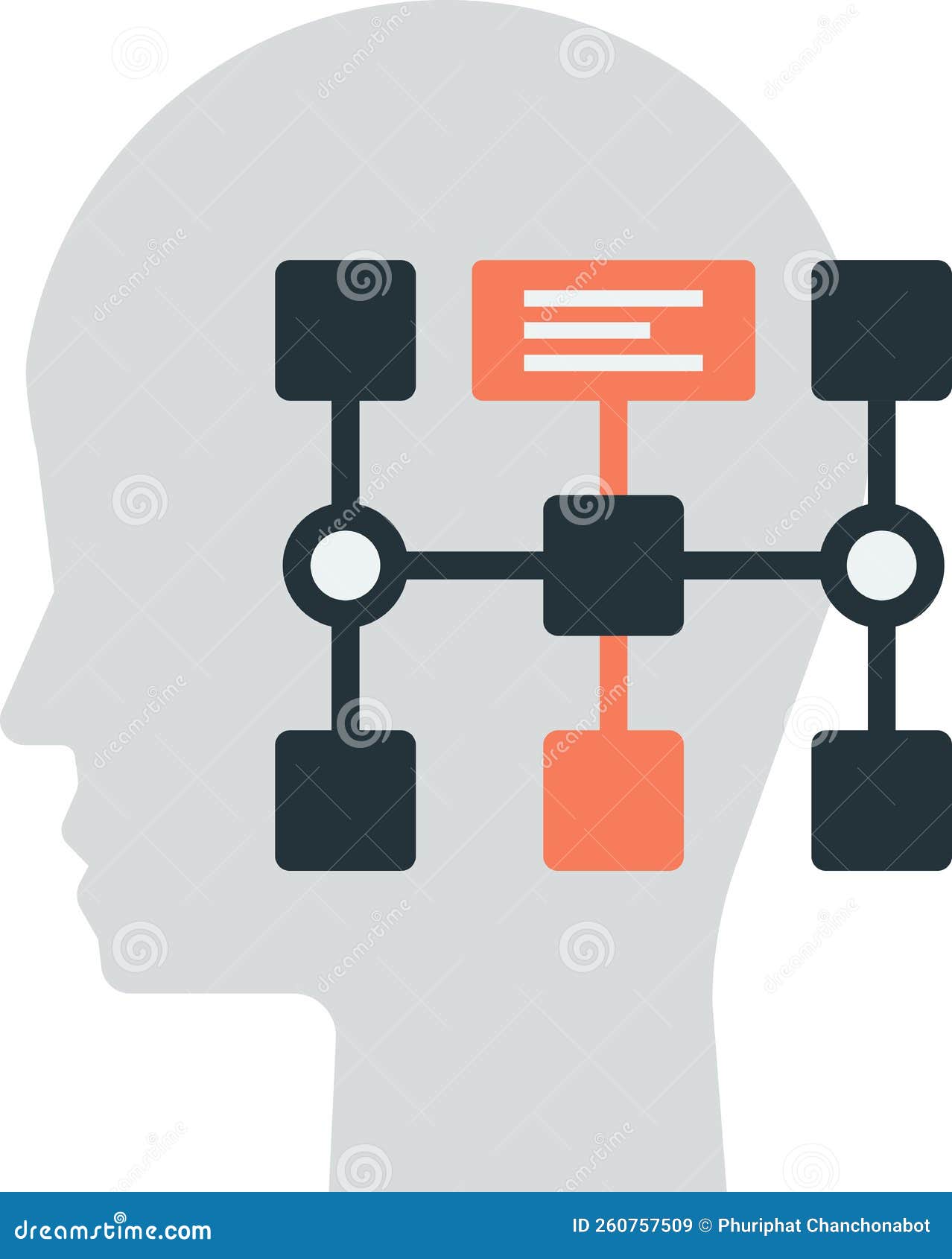 Human Head and Connection Illustration in Minimal Style Stock Vector ...