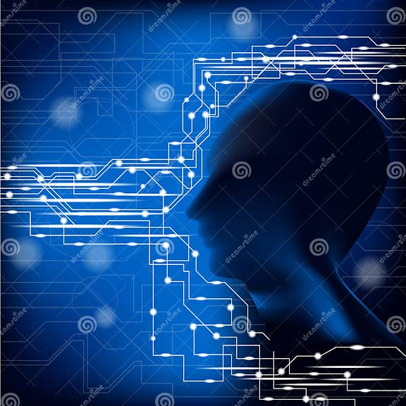 Human head and connection stock illustration. Illustration of impulses ...