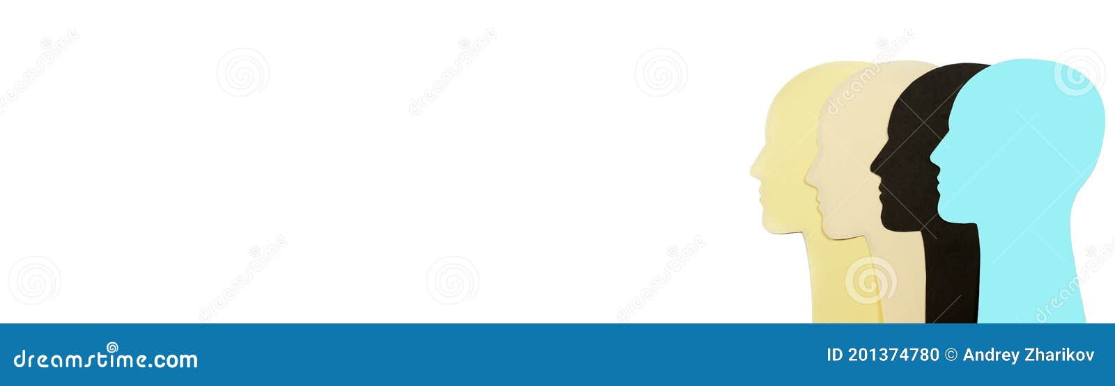 Human Head Contour. Different Races of People. on a White Background ...