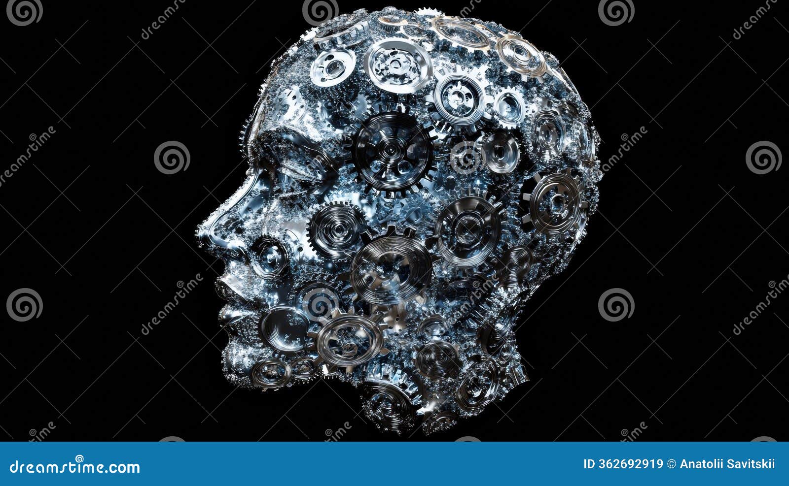 Human Head Contour Filled with Interlocking Gears Represents the ...