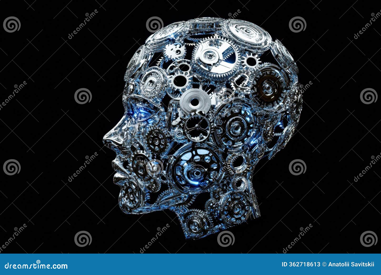 Human Head Contour Filled with Interlocking Gears Symbolizes the ...