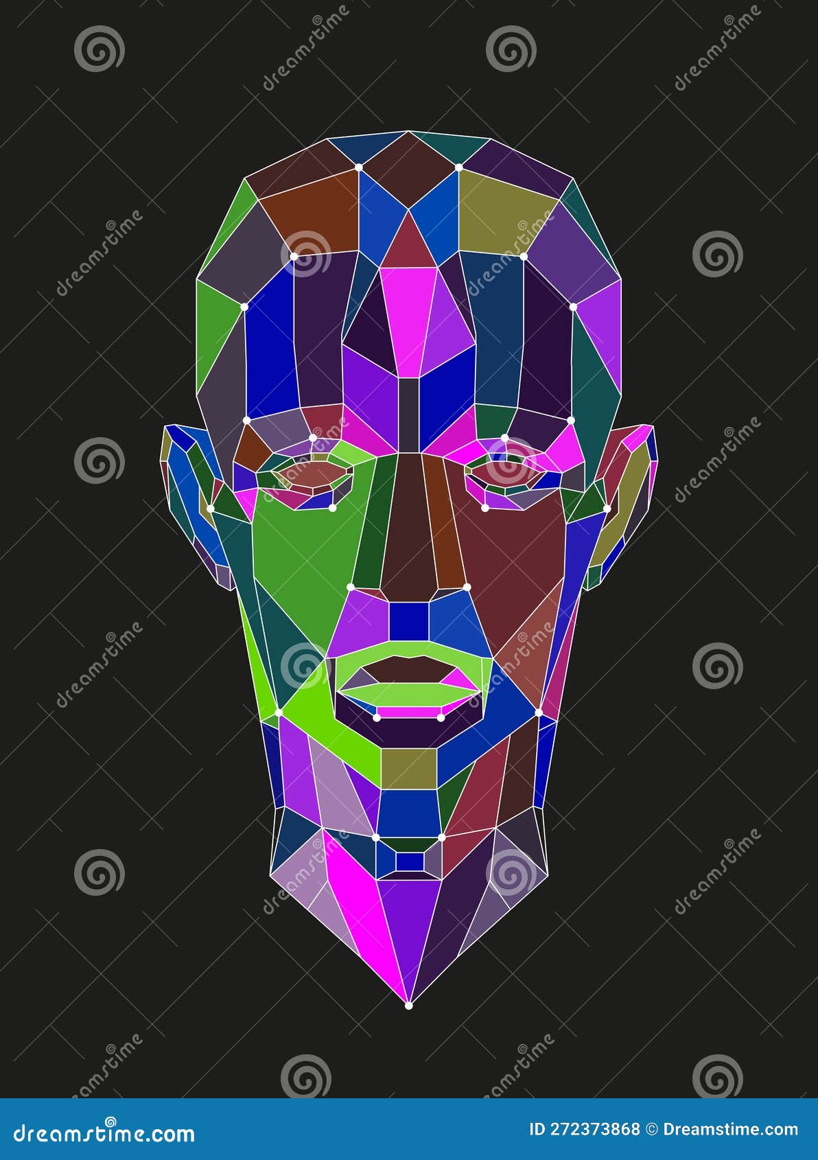 Human Head Created In Low Poly Style. Man Face Polygon Light ...