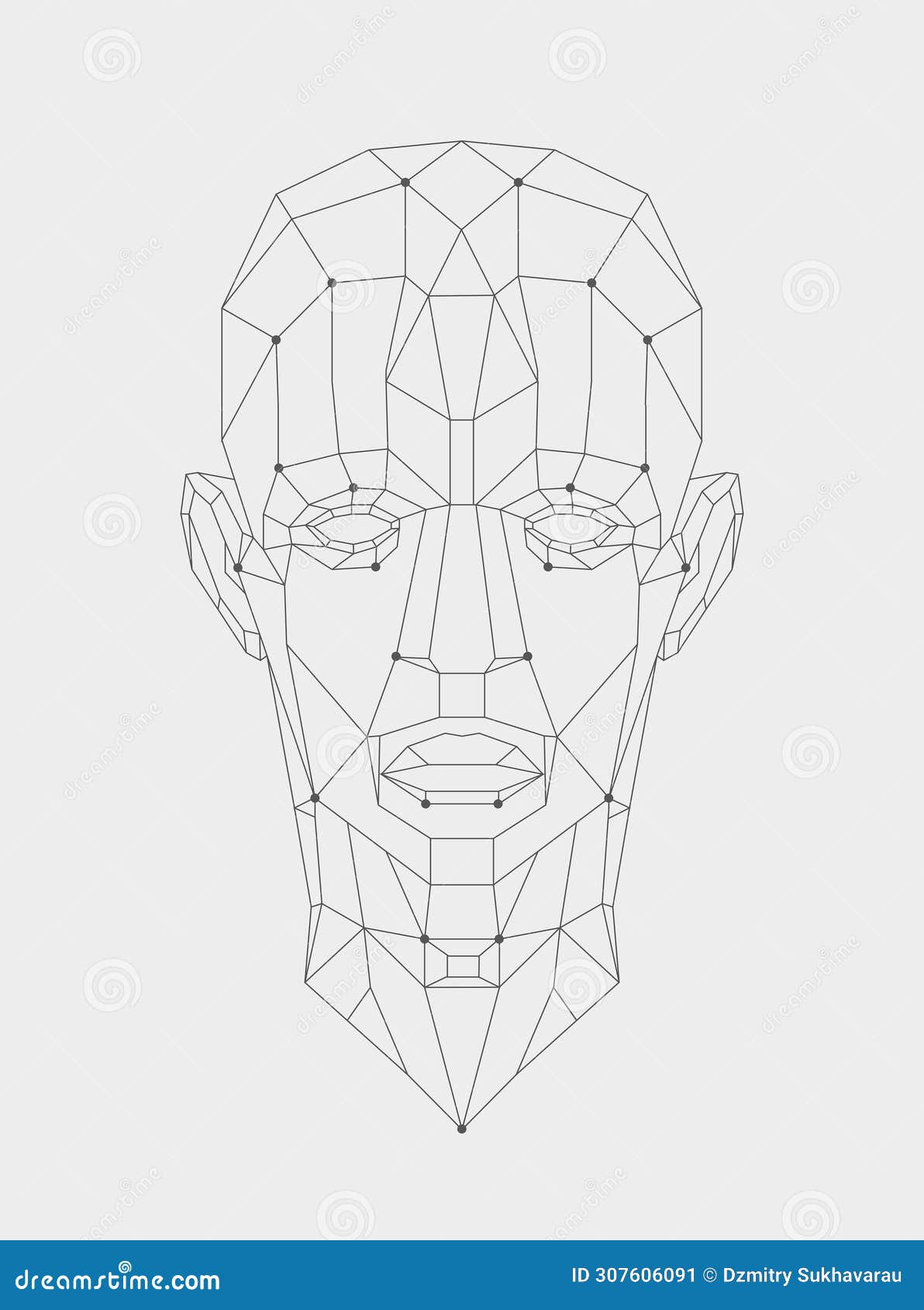 Human Head Created in Low Poly Style. Man Face Polygon Light ...