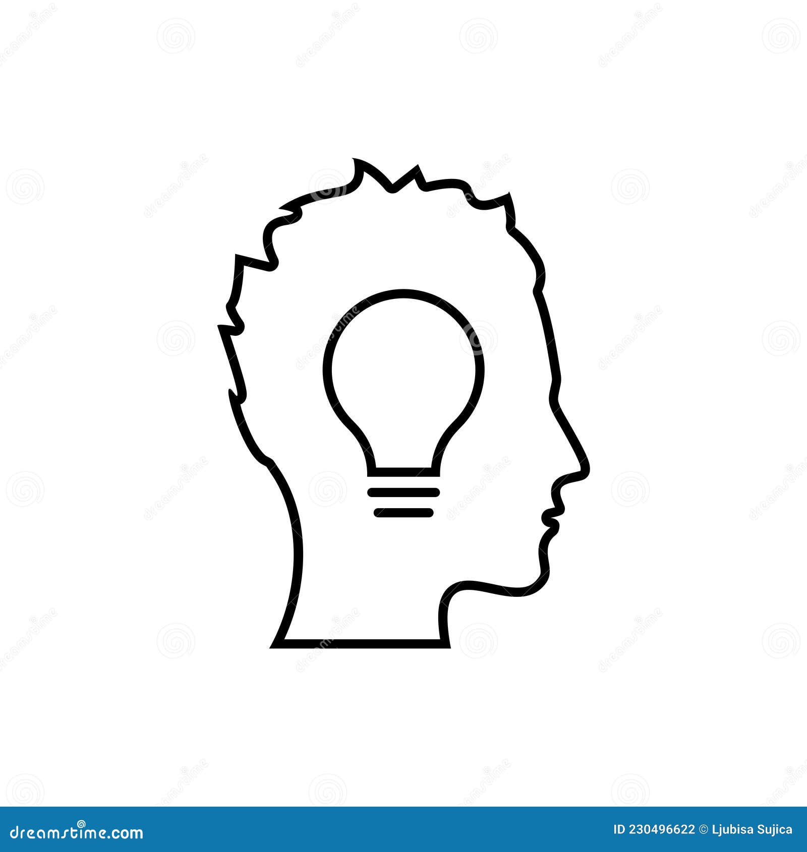 Human Head Creating Idea Icon Isolated on White Background Stock Vector ...