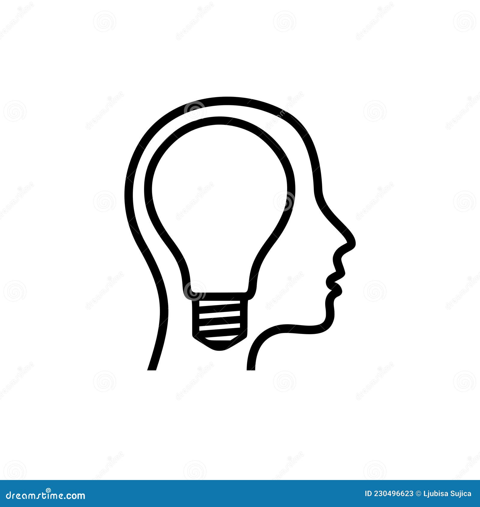 Human Head Creating Idea Icon Isolated on White Background Stock Vector ...